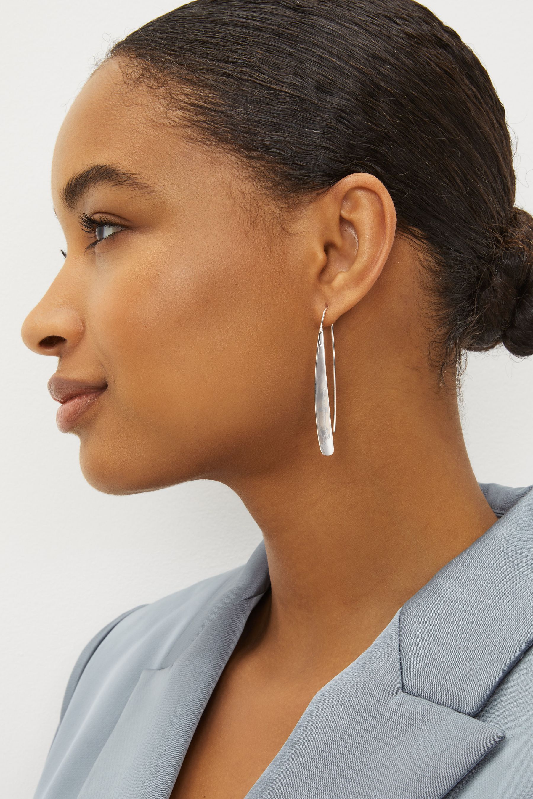 Buy Silver Tone Recycled Metal Pull Through Earrings from the Next UK ...