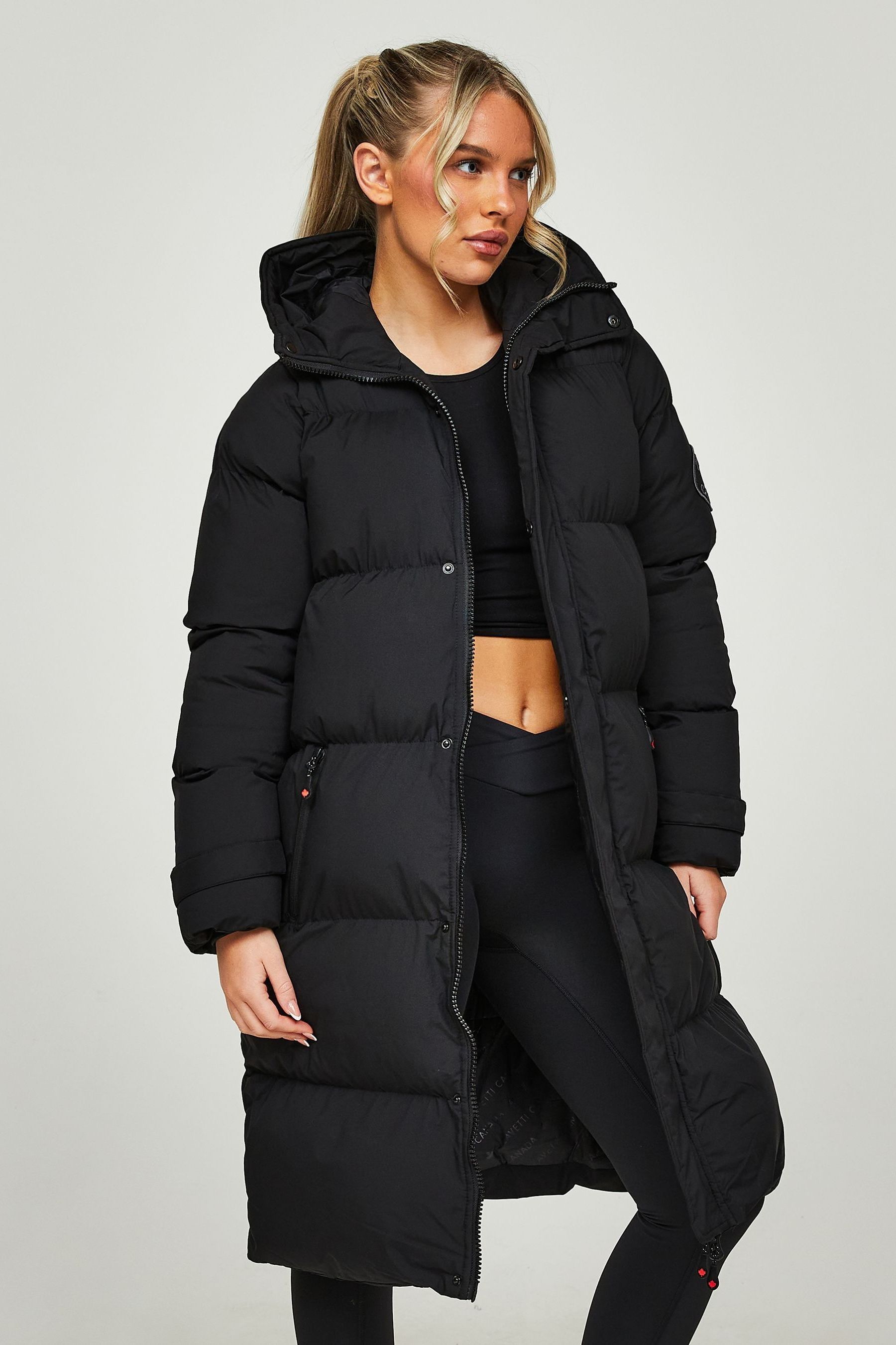 Buy Zavetti Canada Alora Longline Puffer Jet Black Jacket from Next Ireland
