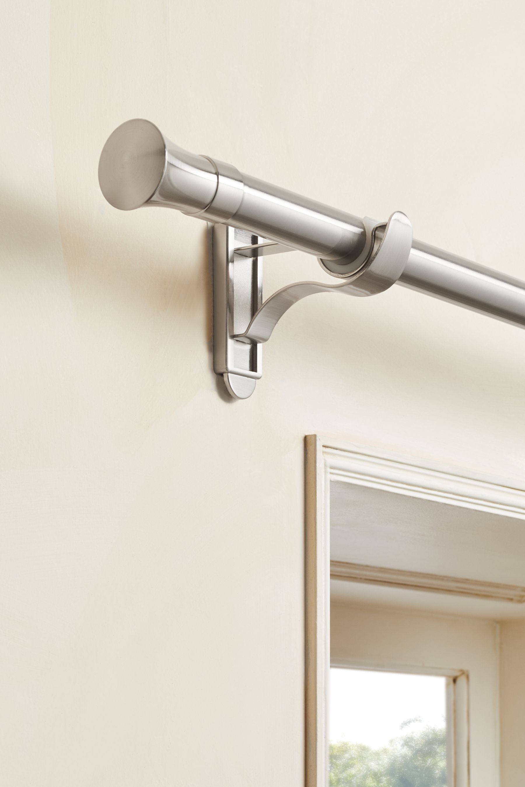 Buy Brushed Silver Klick Fit Trumpet Finial Extendable 28mm Curtain ...