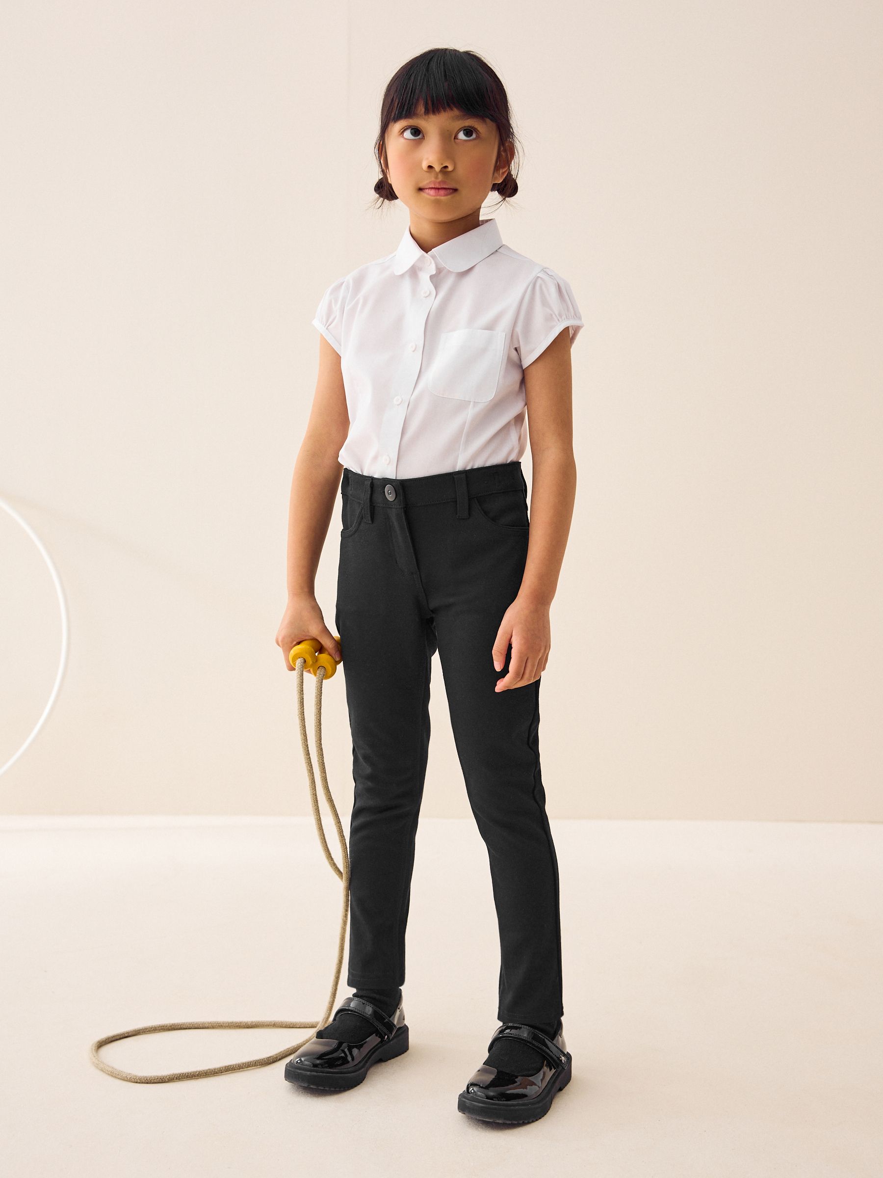 Buy Black Regular Length Jersey Stretch Skinny School Trousers (3-18yrs ...