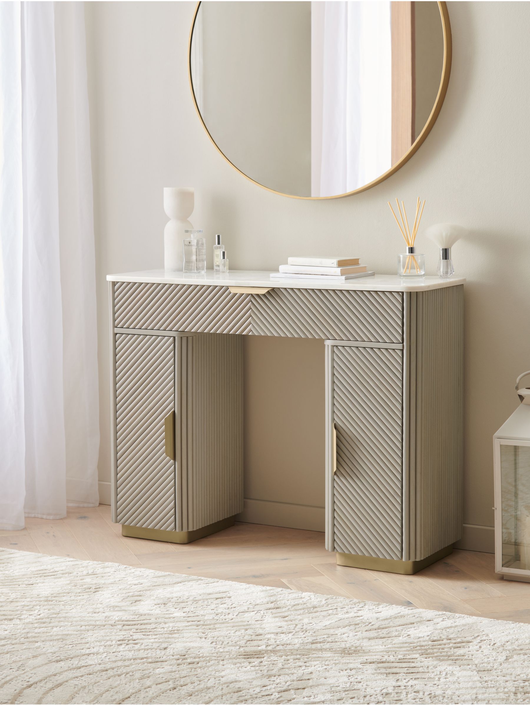 Buy Light Grey Valencia 1 Drawer 2 Doors Solid Mango Wood Dressing ...