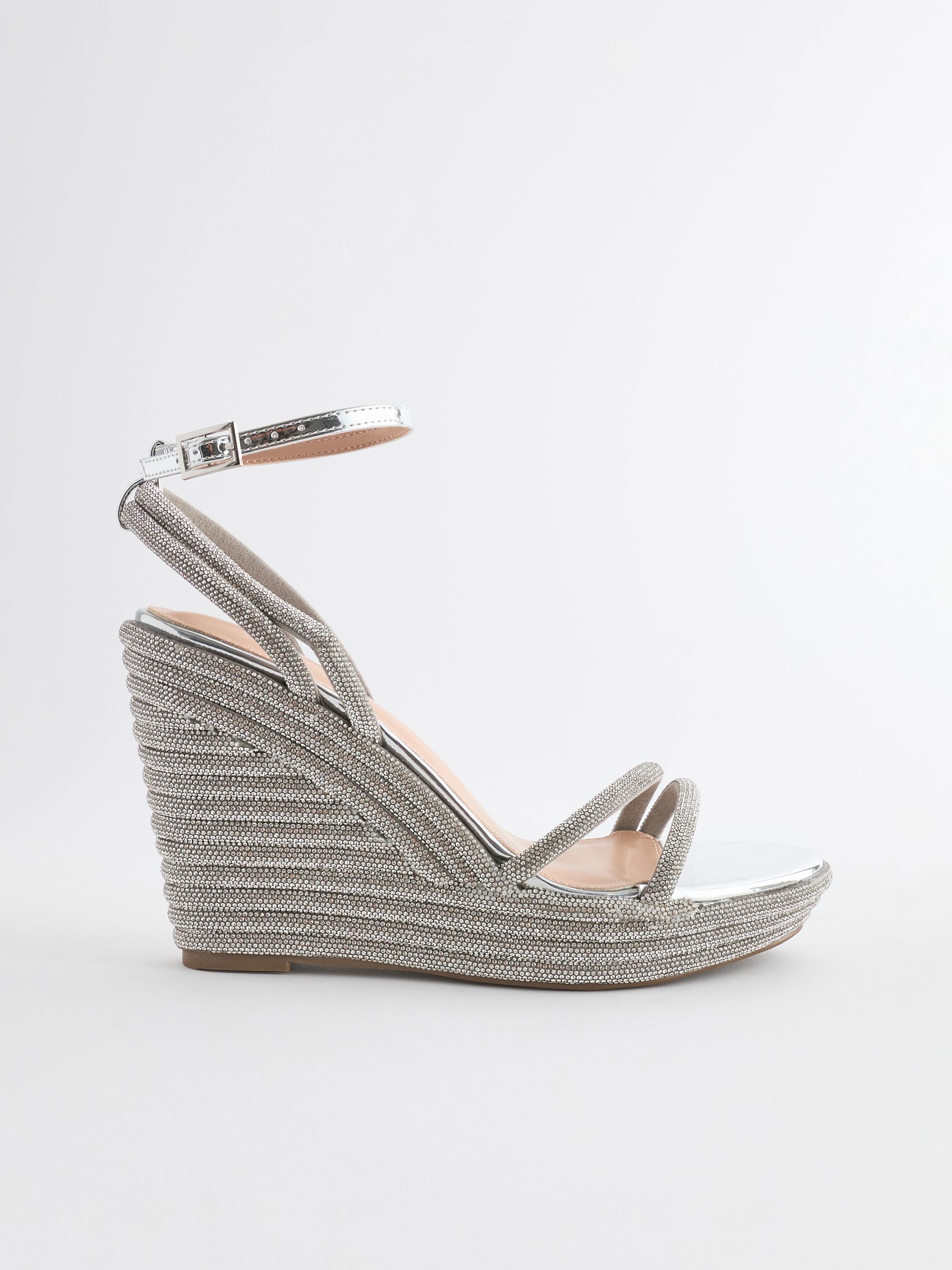 Buy Silver Forever Comfort® Jewel Bling Wedges Heels from the Next UK ...