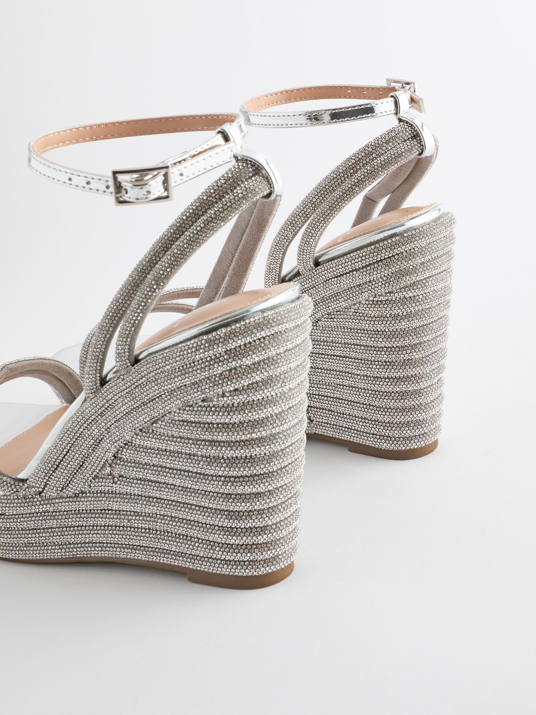 Buy Silver Forever Comfort® Jewel Bling Wedges Heels from the Next UK ...