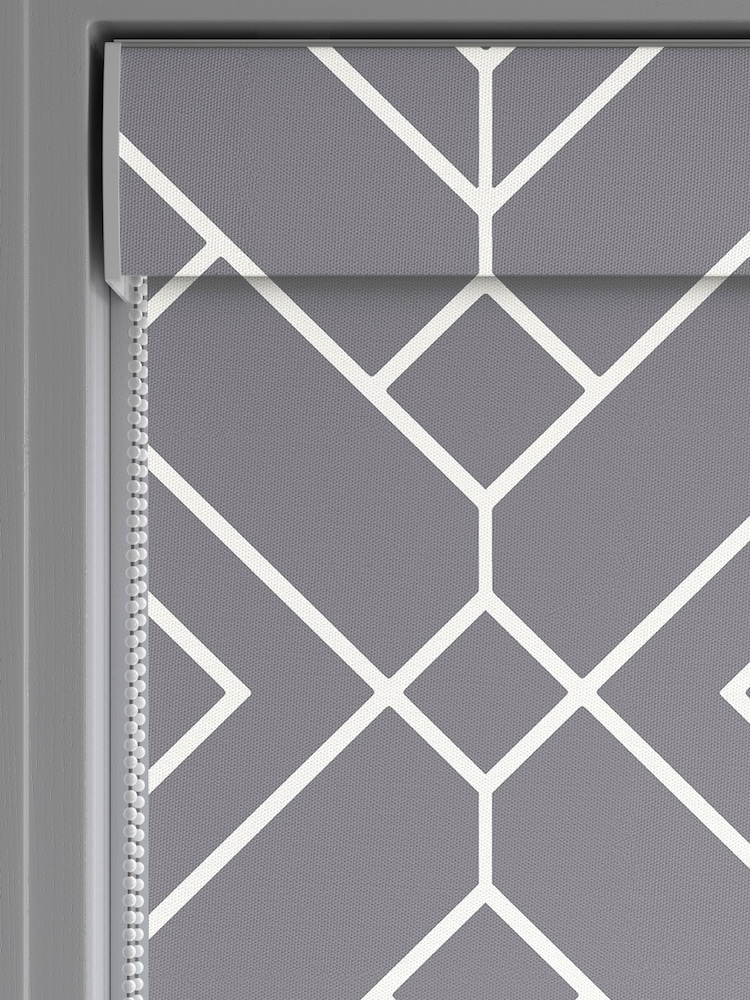 dark grey patterned roller blind