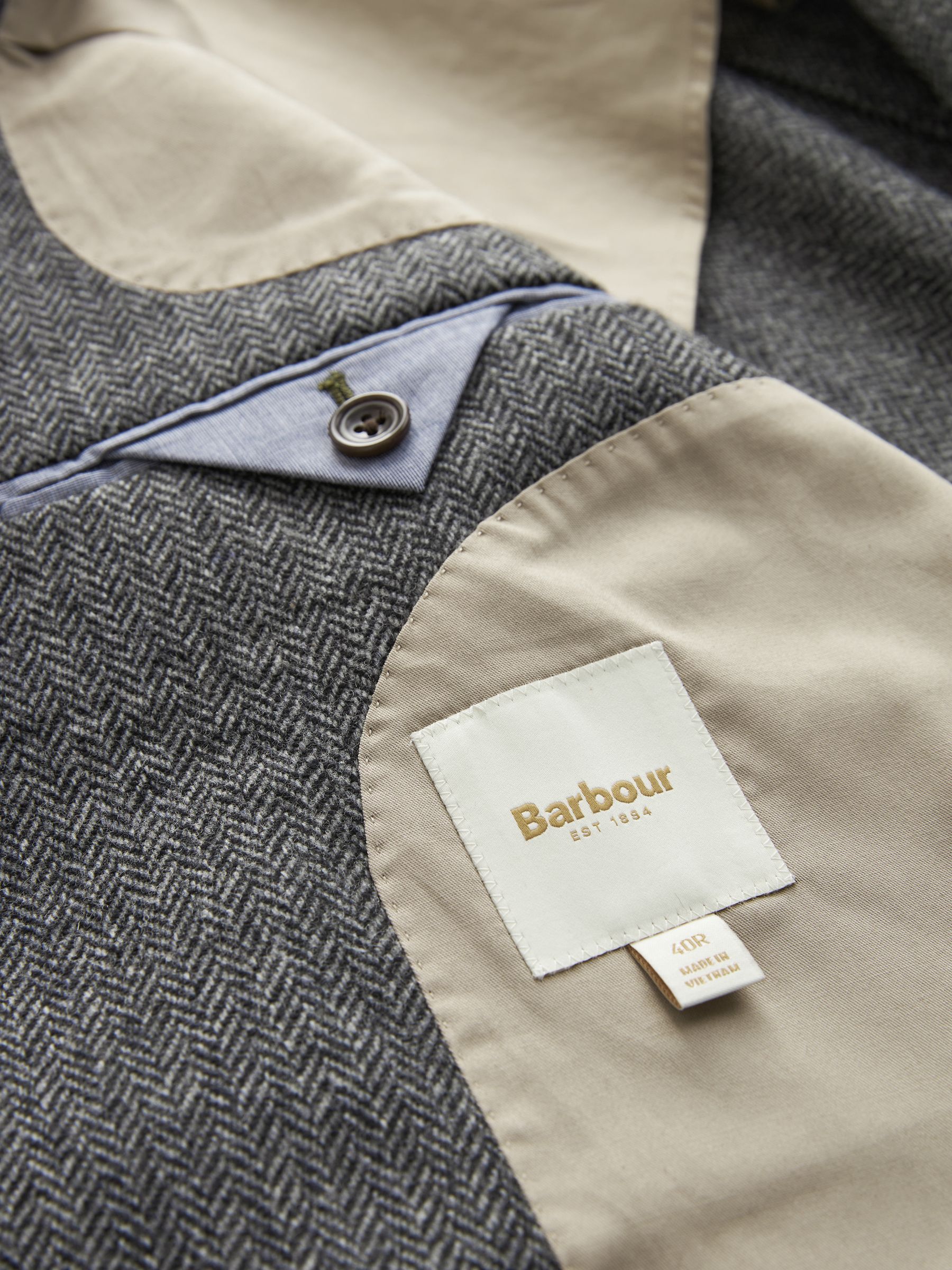 Buy Barbour® Grey Herringbone Slim Fit Suit Jacket from the Next UK ...