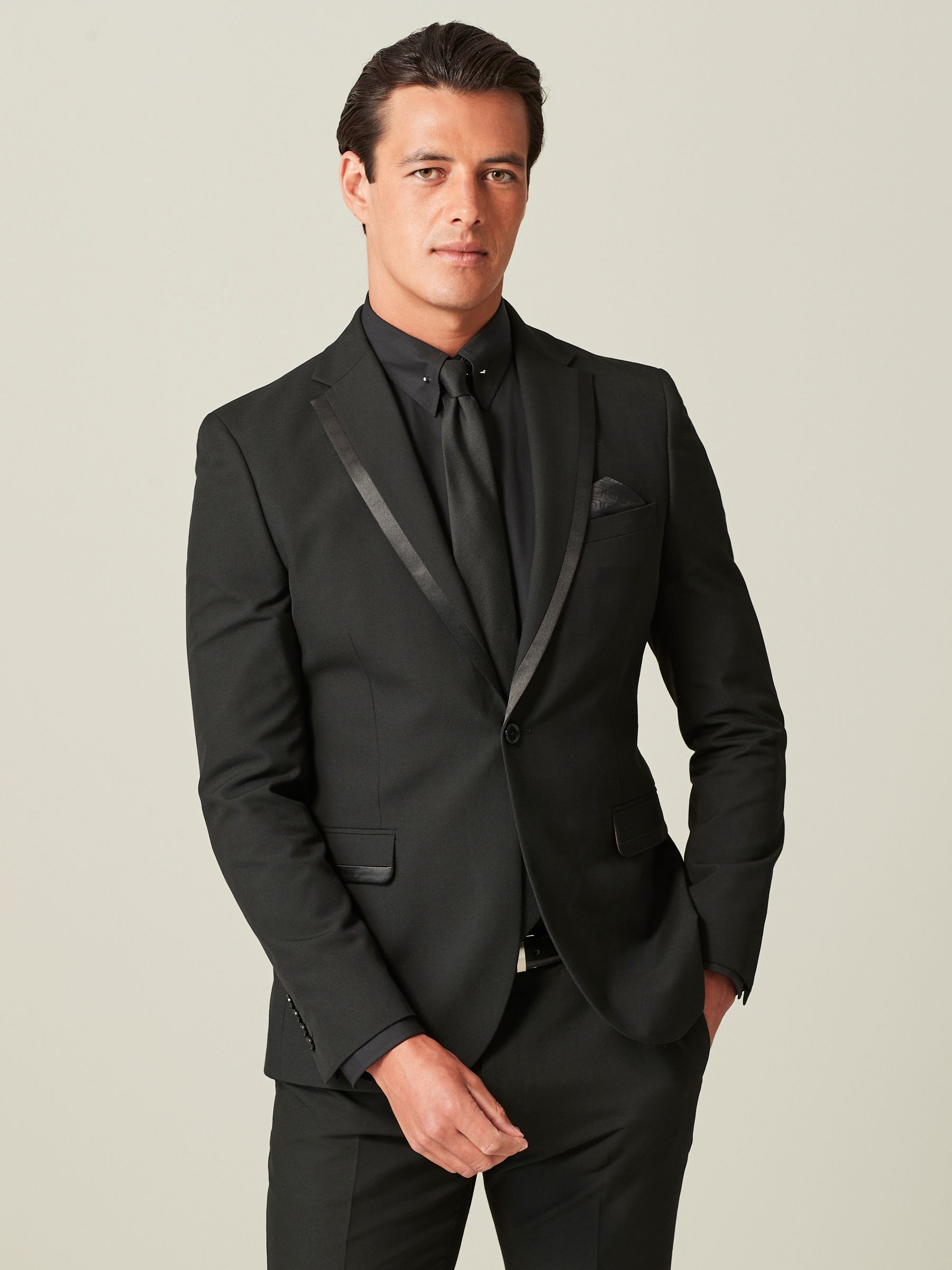 Buy Black Skinny Fit Tuxedo Suit Jacket from Next Australia