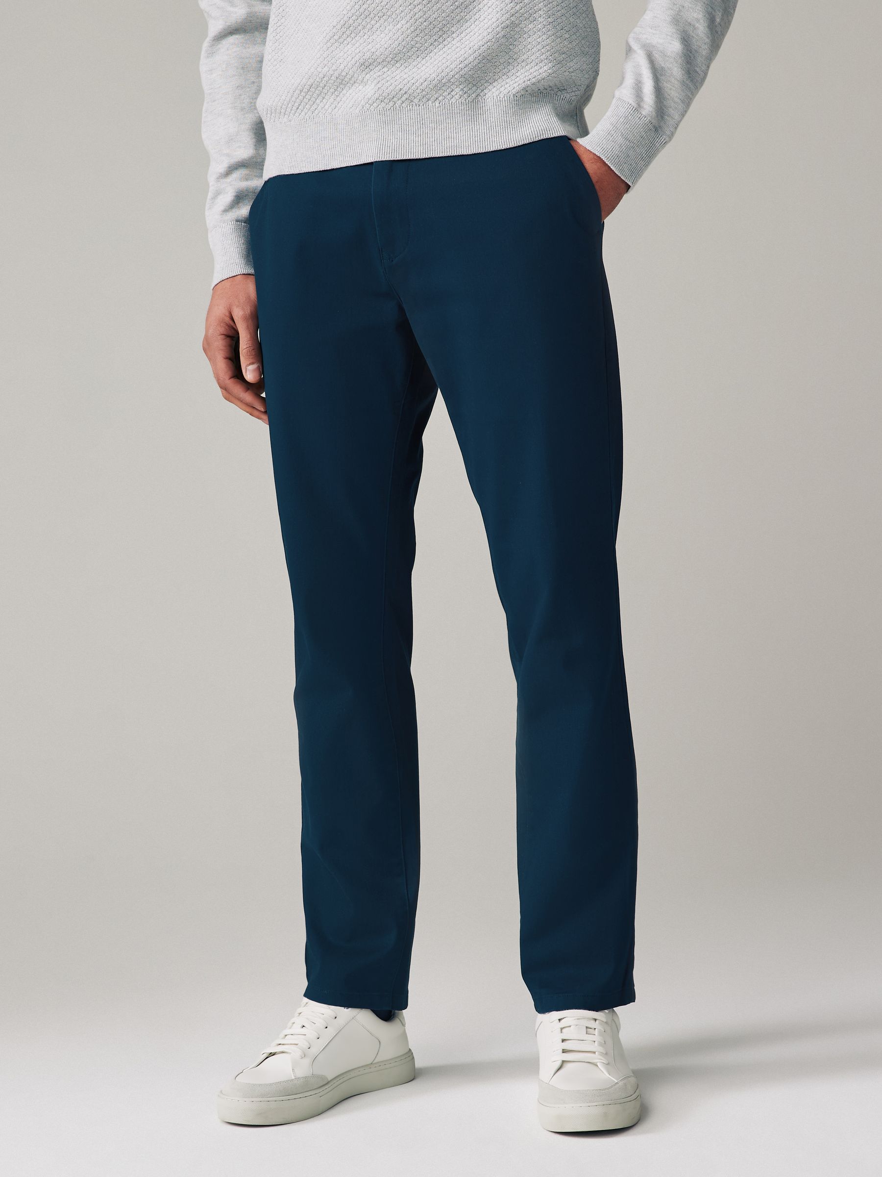 Buy Blue,Grey,Navy Slim Fit Stretch Chinos Trousers 3 Pack from Next ...