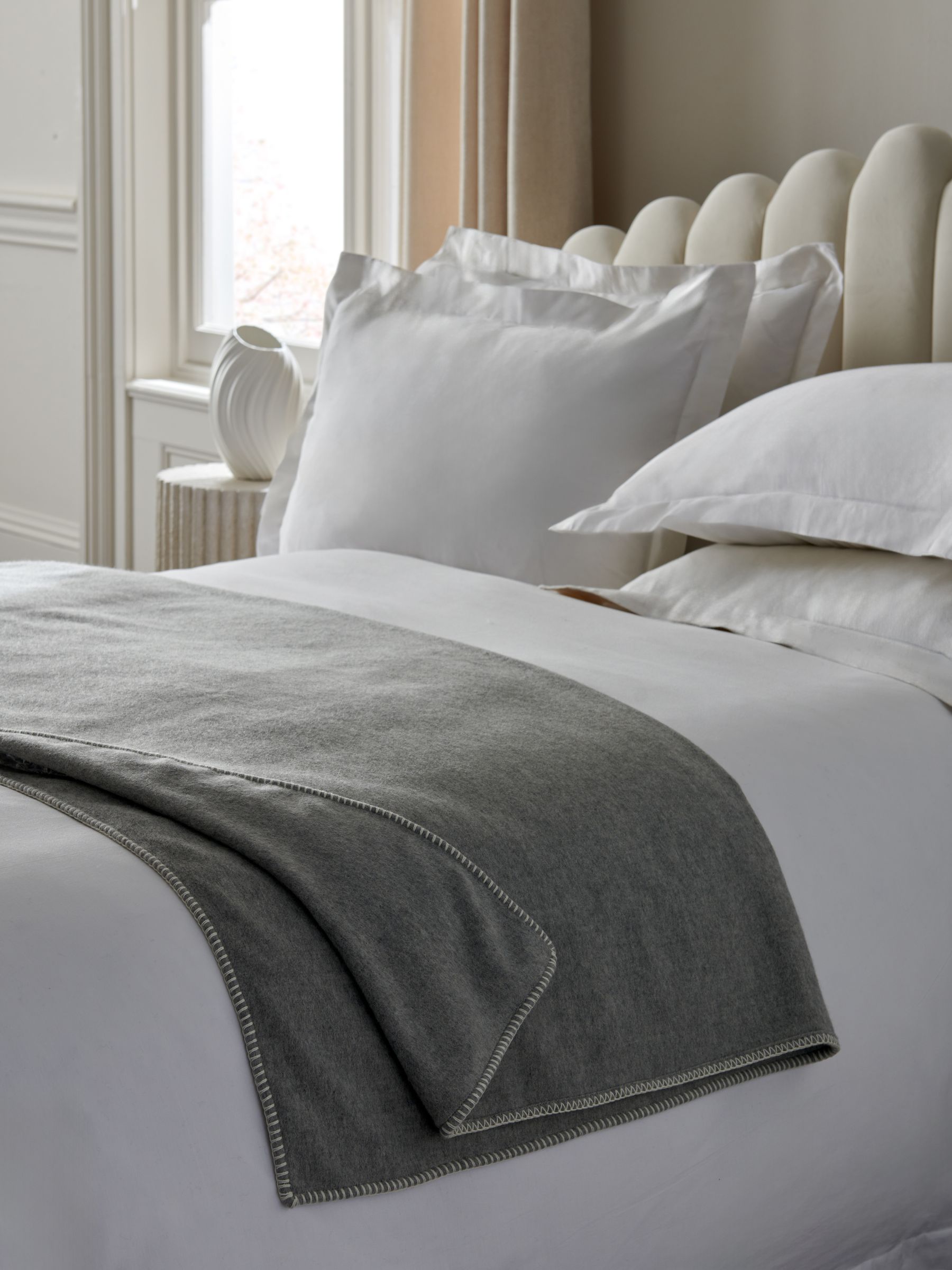 Buy Grey Collection Luxe Stitched Edged Throw With Cashmere from the ...
