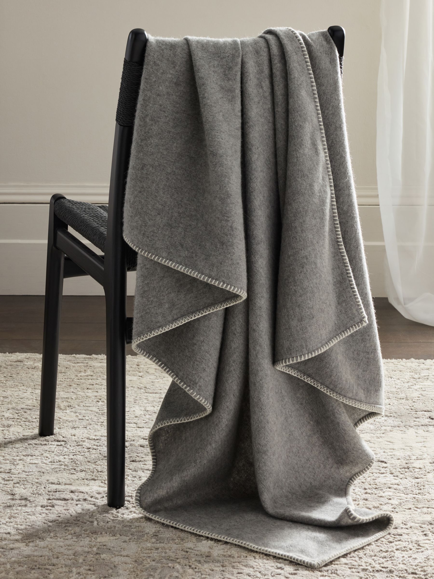 Buy Grey Collection Luxe Stitched Edged Throw With Cashmere from the ...