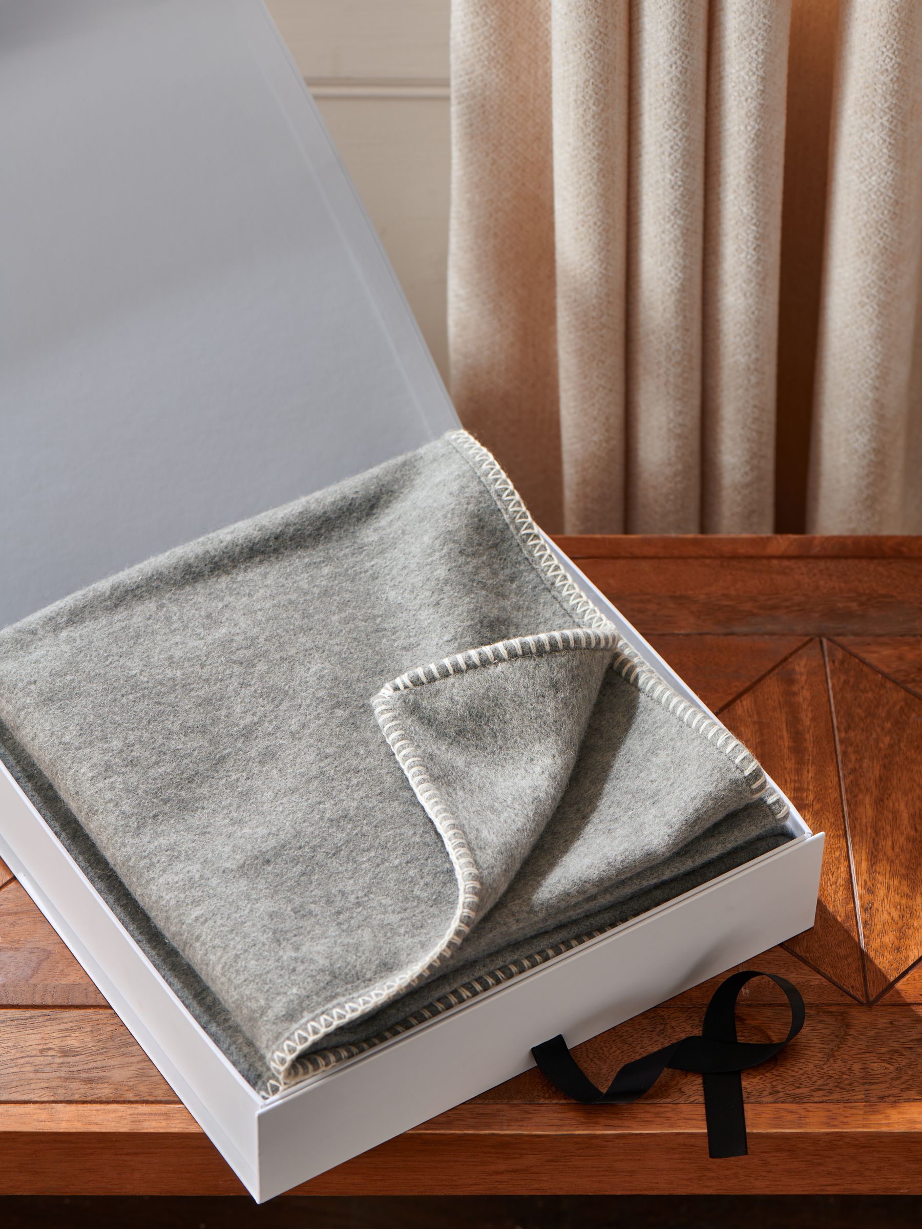 Buy Grey Collection Luxe Stitched Edged Throw With Cashmere from the ...