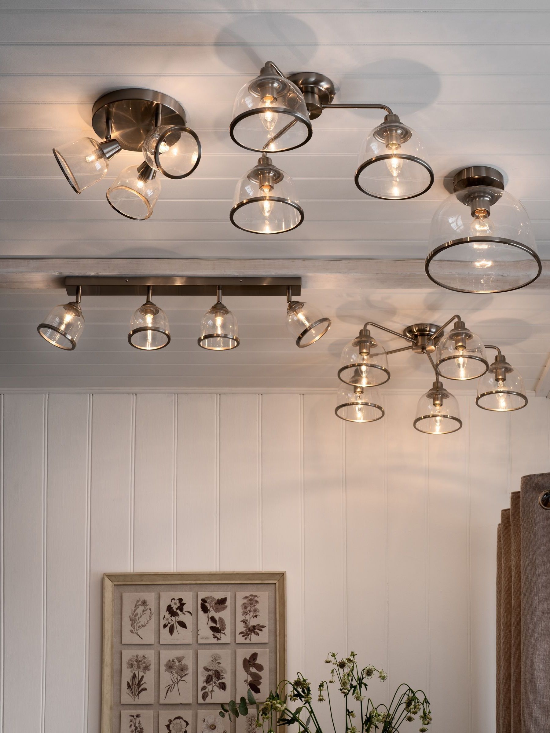 Buy Brushed Nickel Gloucester 3 Light Flush Ceiling Light from the Next ...