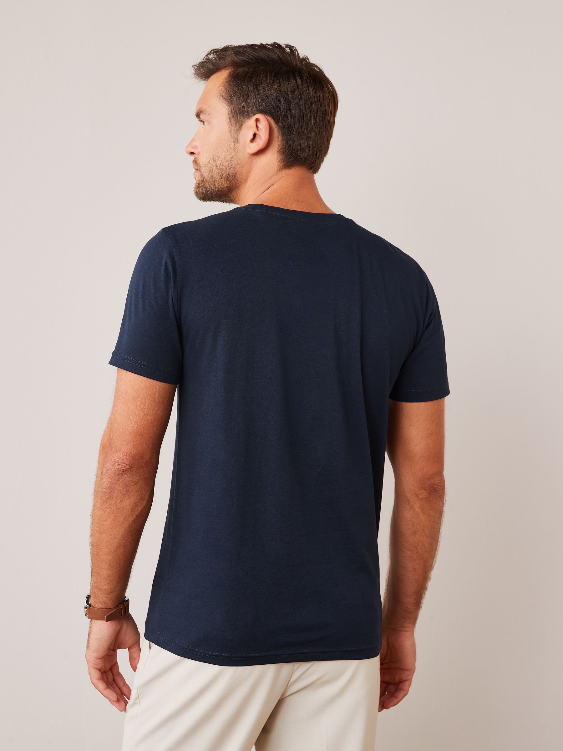 Buy Blue Navy Regular Fit Essential Crew Neck Cotton T-Shirt from the ...