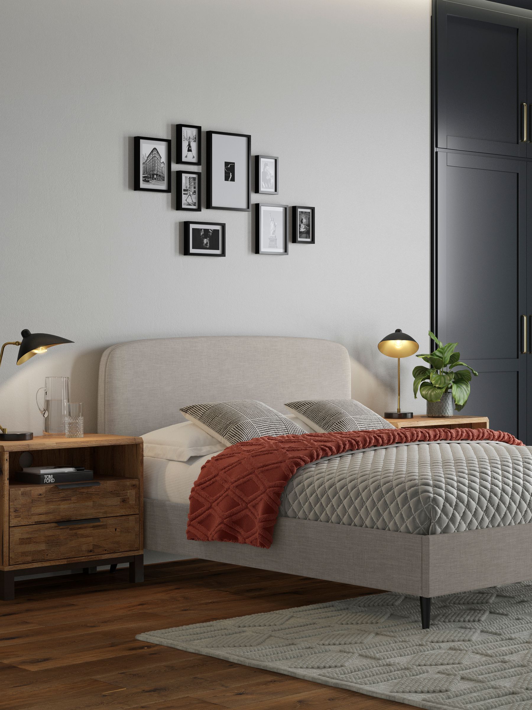 Buy Simple Contemporary Silver Grey Matson Upholstered Bed Bed Frame ...