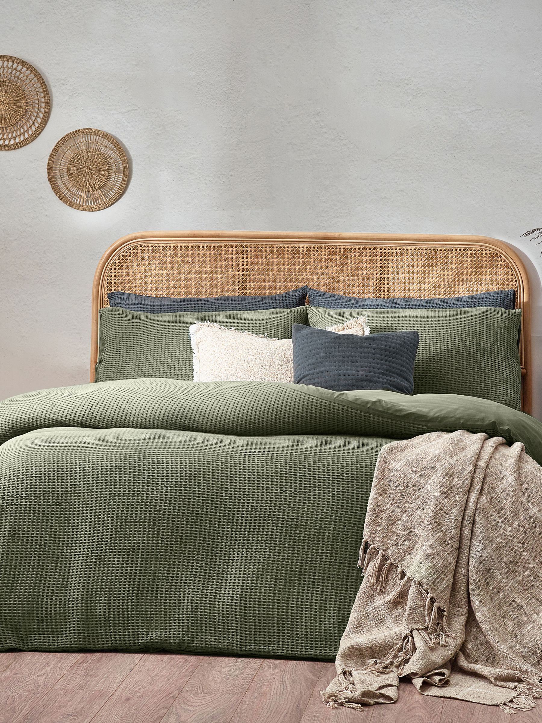 Buy Yard Eucalpytus Green Chunky Waffle100% Cotton Duvet Cover Set from ...