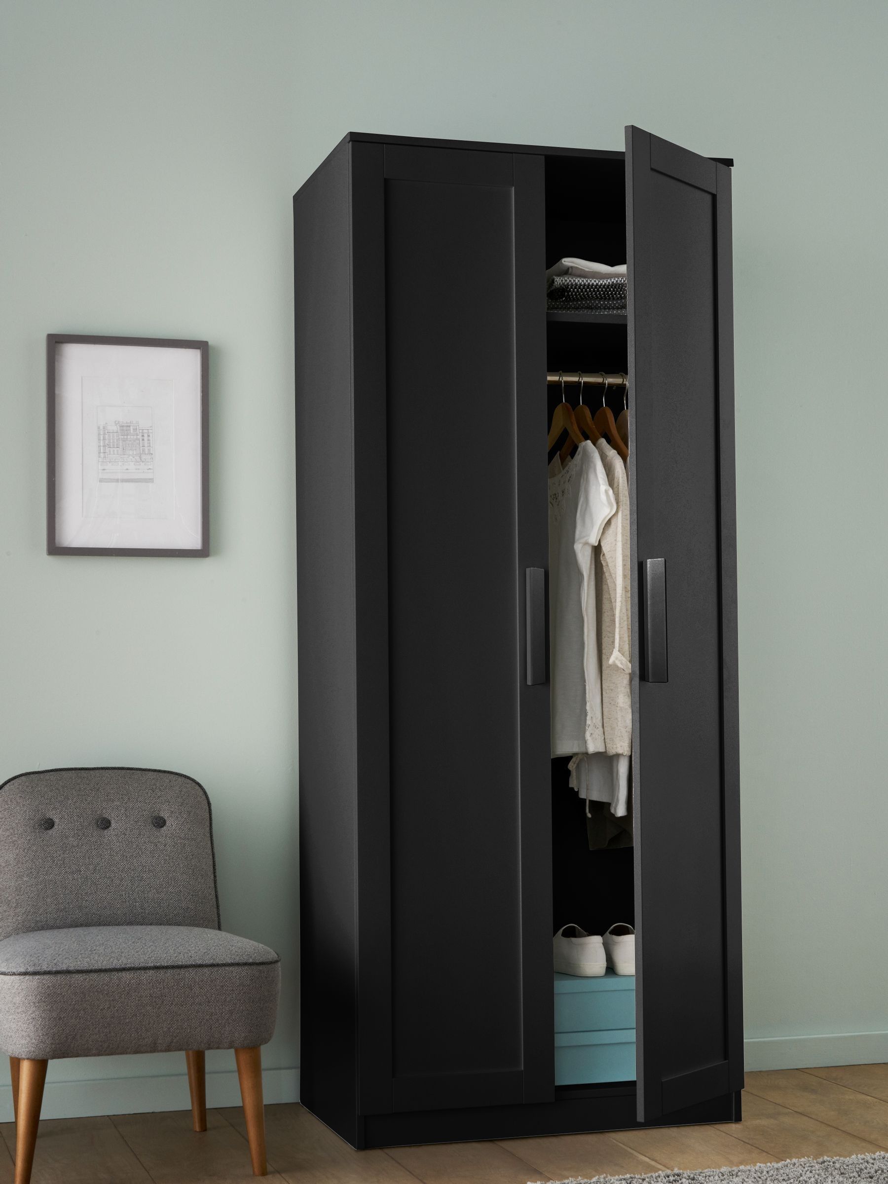 Buy Black Flynn Double Wardrobe from the Next UK online shop