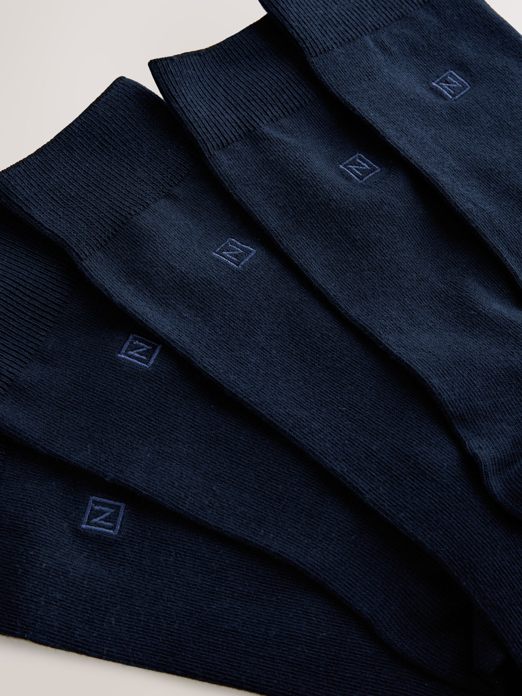 Buy Navy Blue Logo 5 Pack Embroidered Lasting Fresh Socks from the Next ...