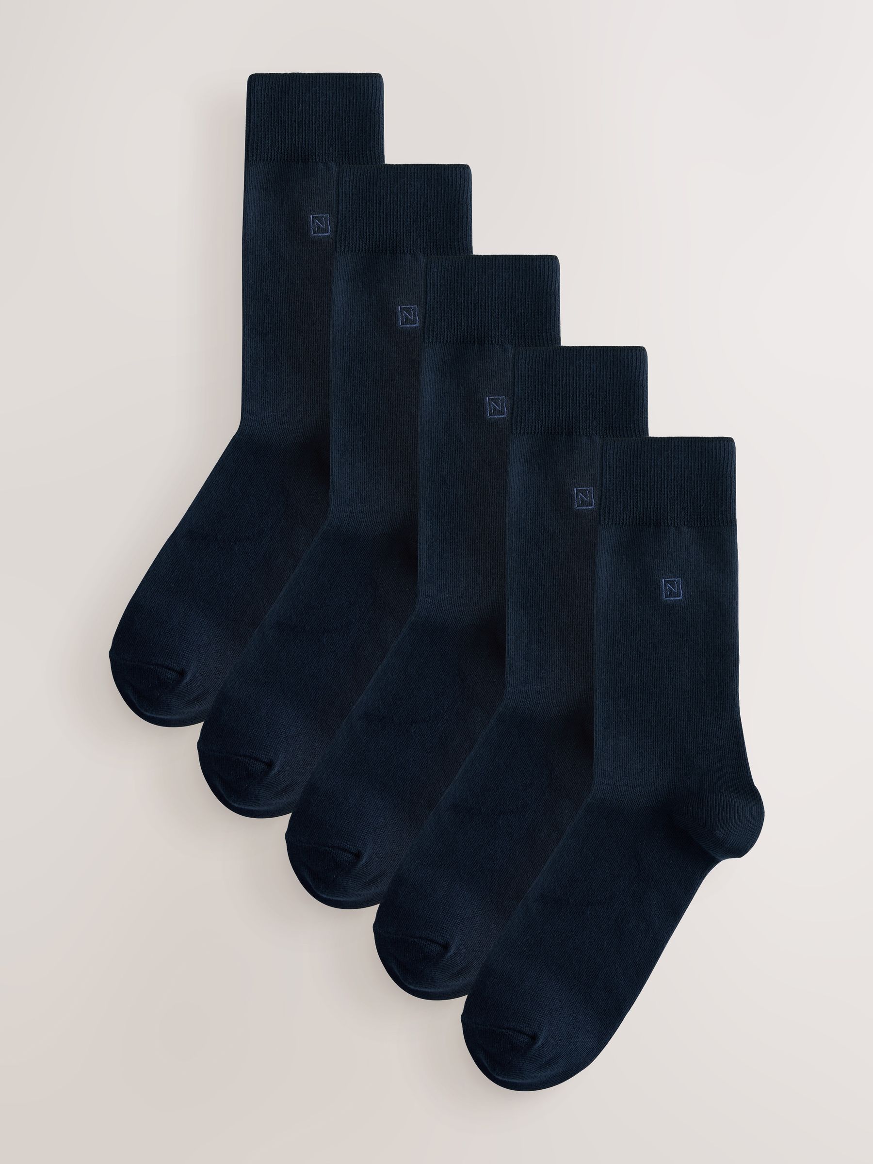 Buy Navy Blue Logo 5 Pack Embroidered Lasting Fresh Socks from the Next ...