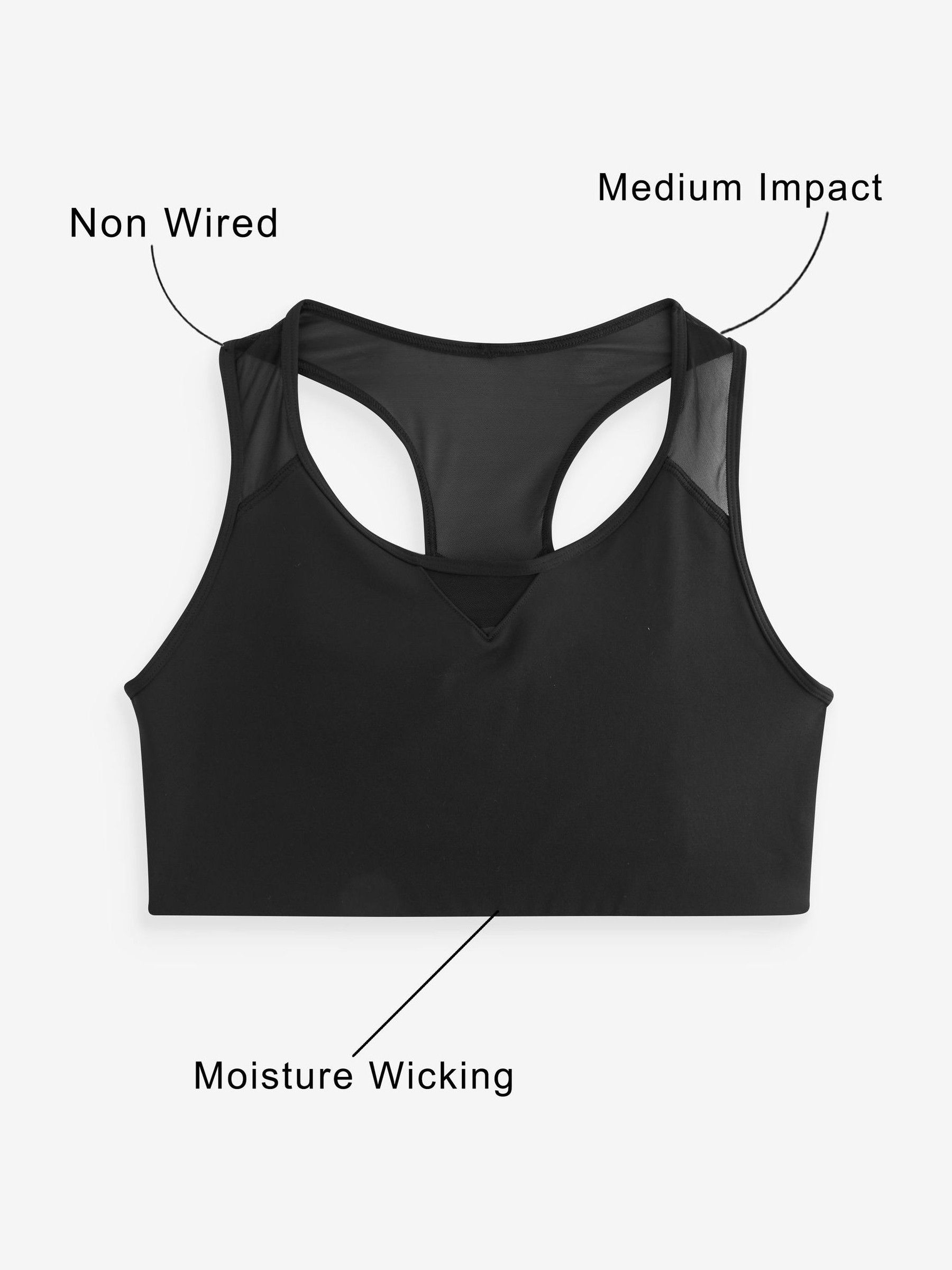 Buy Black Next Active Sports Reformer Non Pad Dry Tech Mesh Insert Bra ...