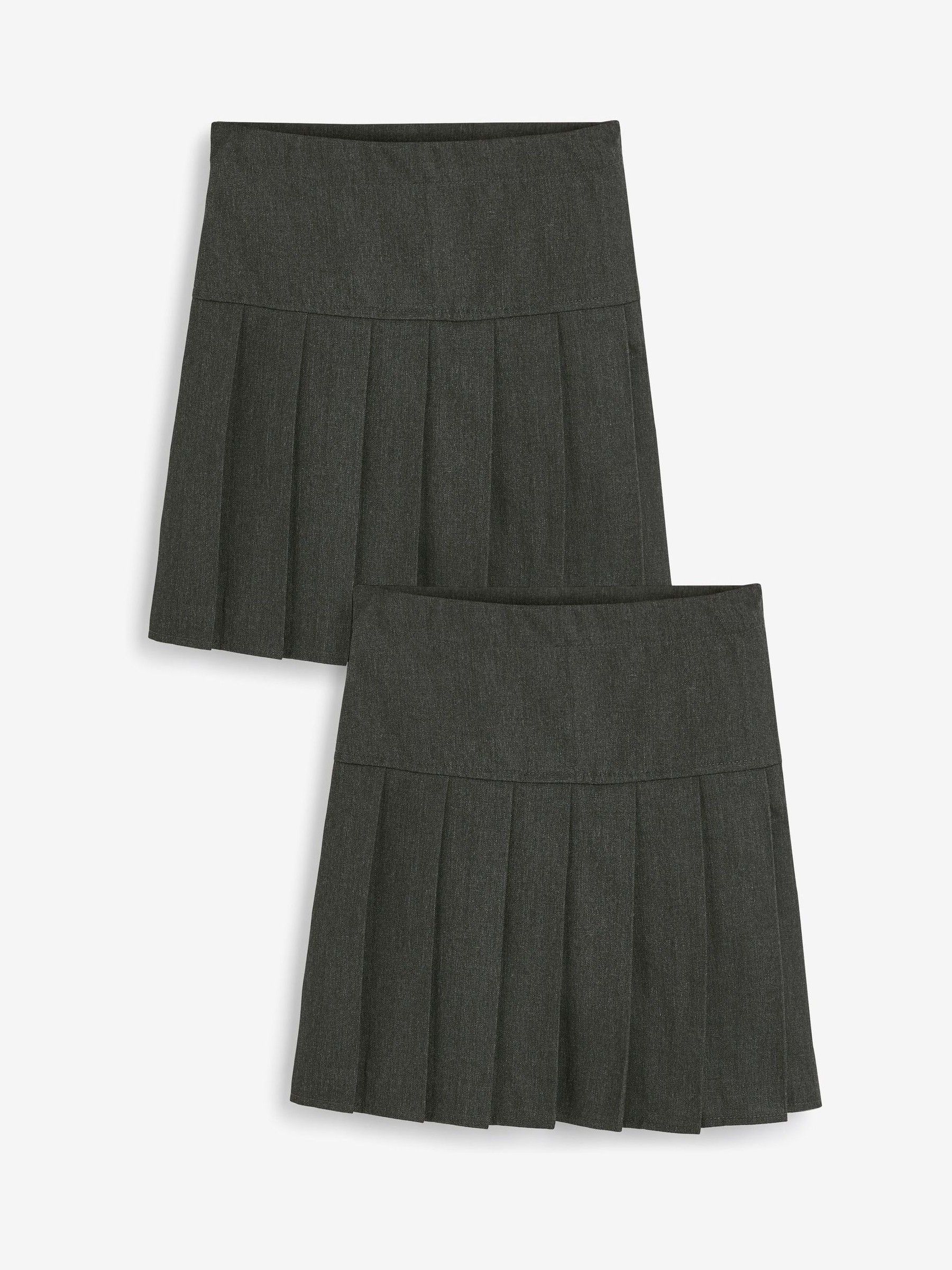 Buy Grey Regular Waist Pleated School Skirts 2 Pack 3 16yrs From The