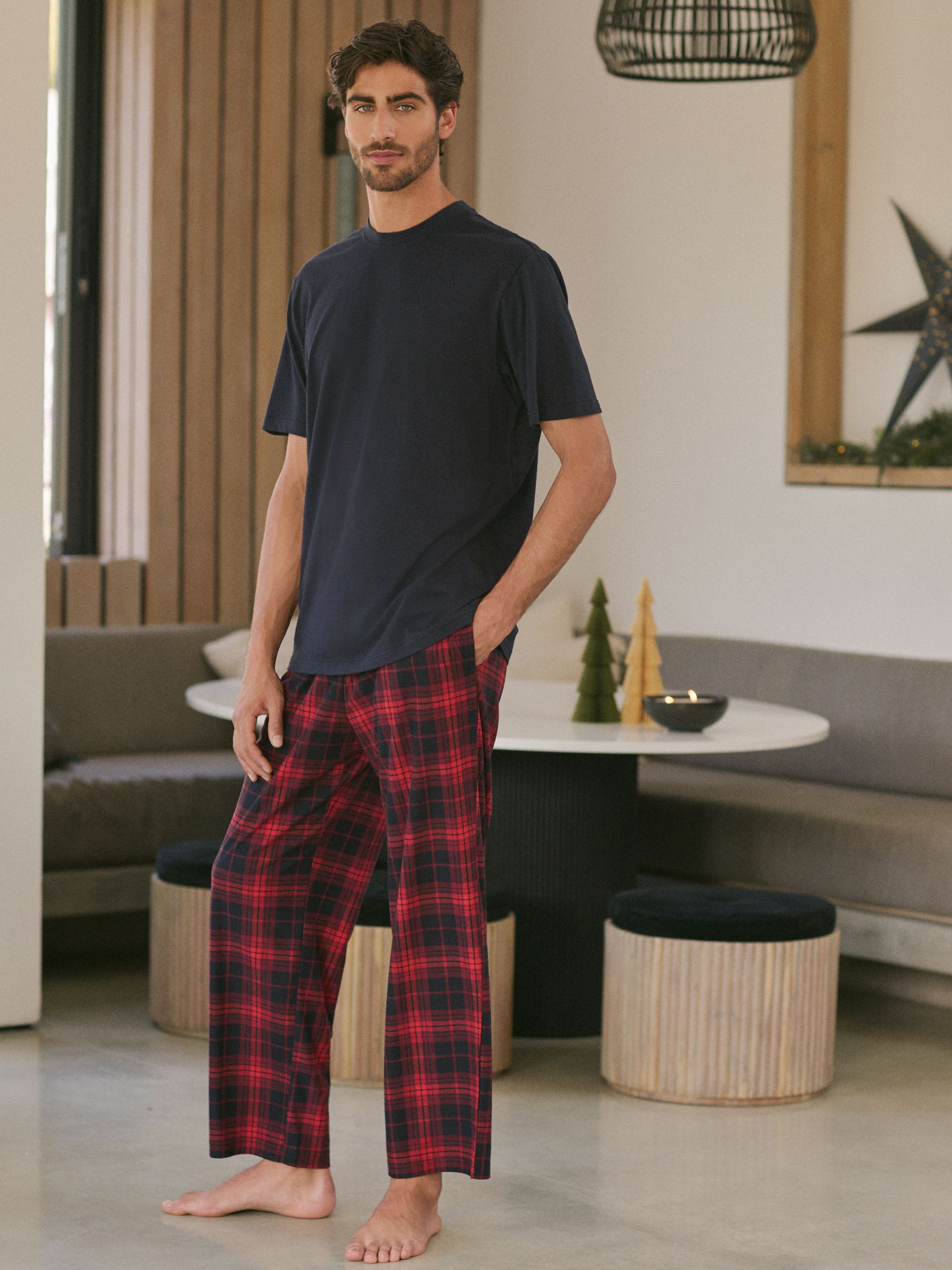 Buy Navy/Red Check Motionflex Cosy Pyjamas Set from the Next UK online shop