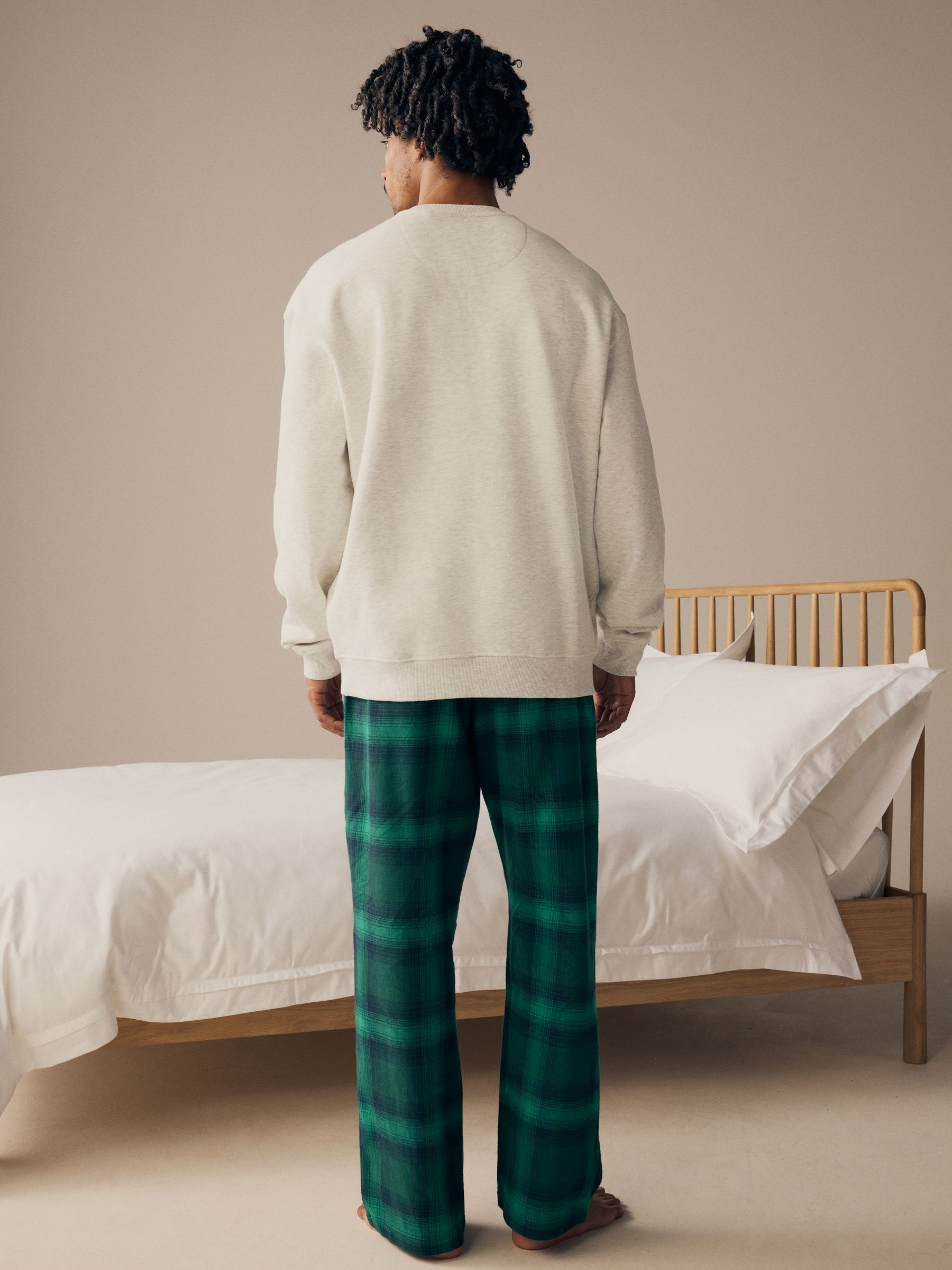 Buy Grey/Green Mens Matching Family Christmas Happy Holidays Pyjamas ...