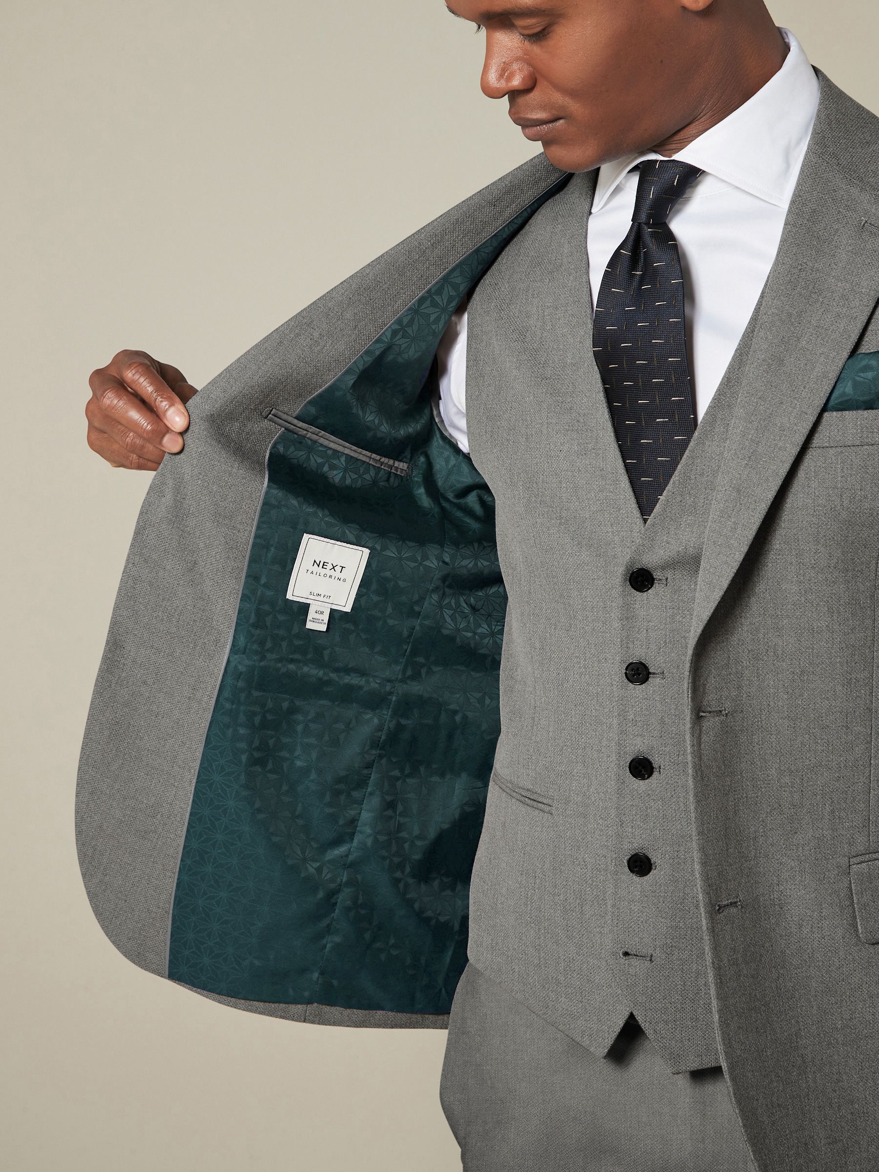 Buy Grey Slim Fit Textured Suit Jacket from Next Australia