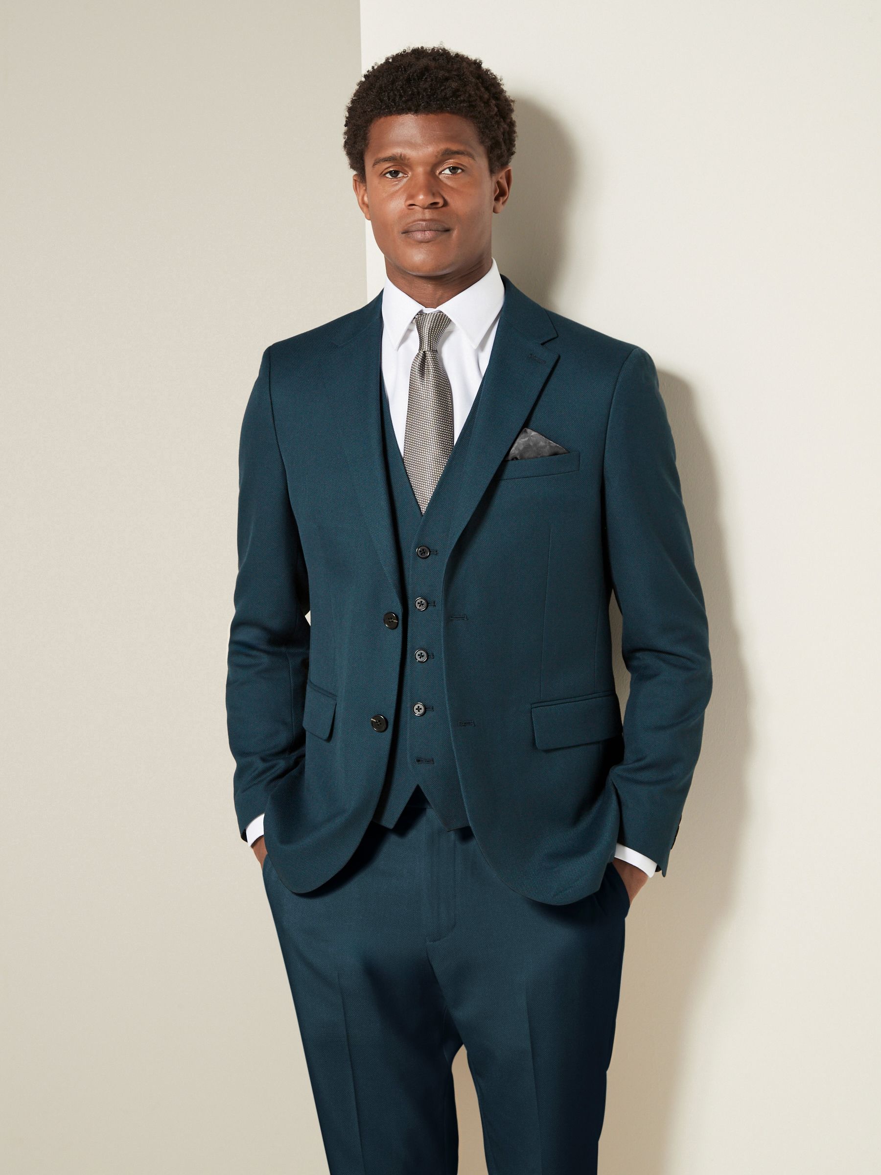 Buy Teal Blue Slim Fit Textured Suit Jacket from the Next UK online shop