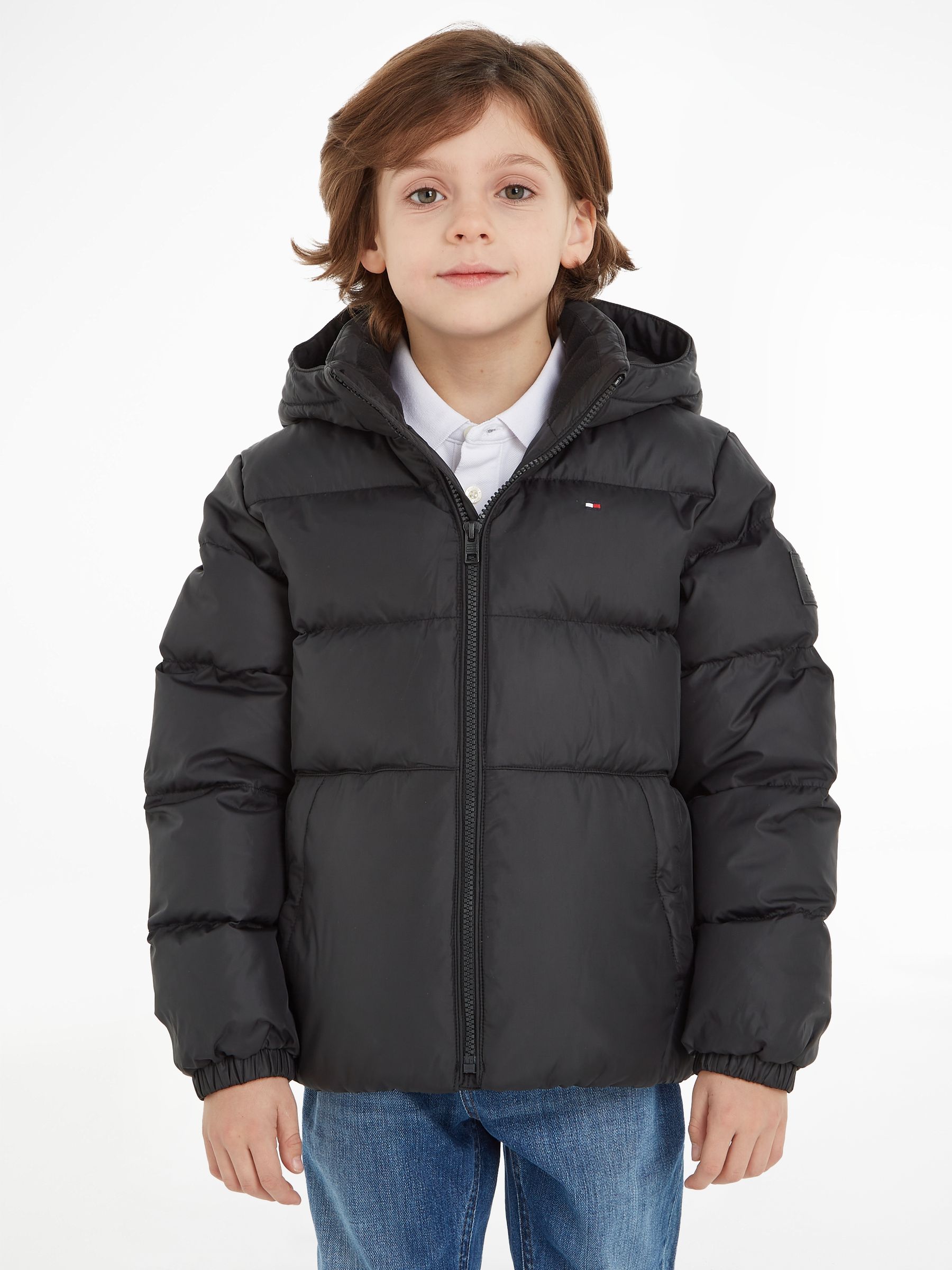 Buy Tommy Hilfiger Black Boys Essential Down Puffer Jacket from the ...