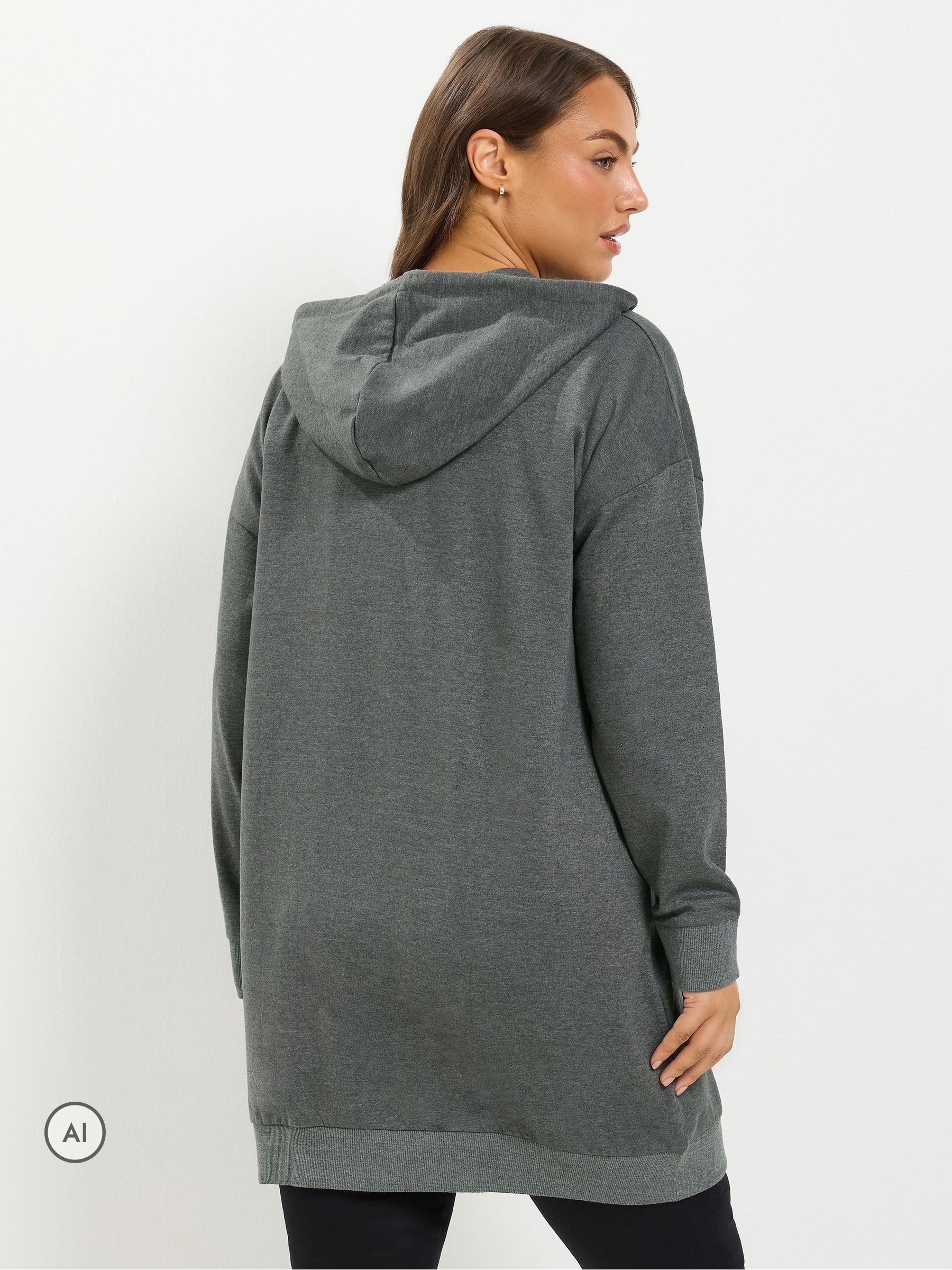 Buy Yours Curve Grey Longline Zip Through Hoodie from Next USA
