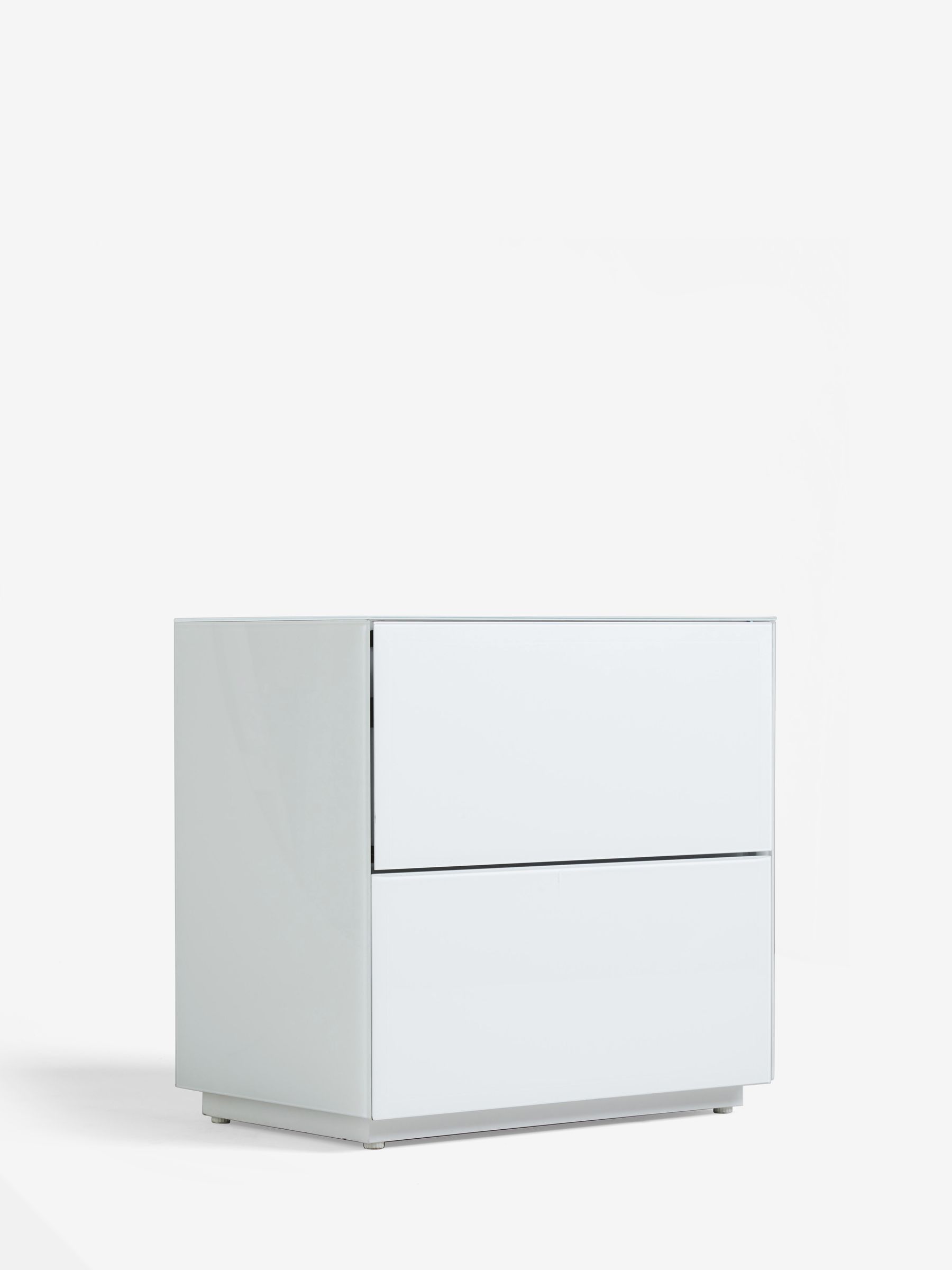 Buy White Sloane Glass Collection Luxe 2 Drawer Wide Bedside Table from ...