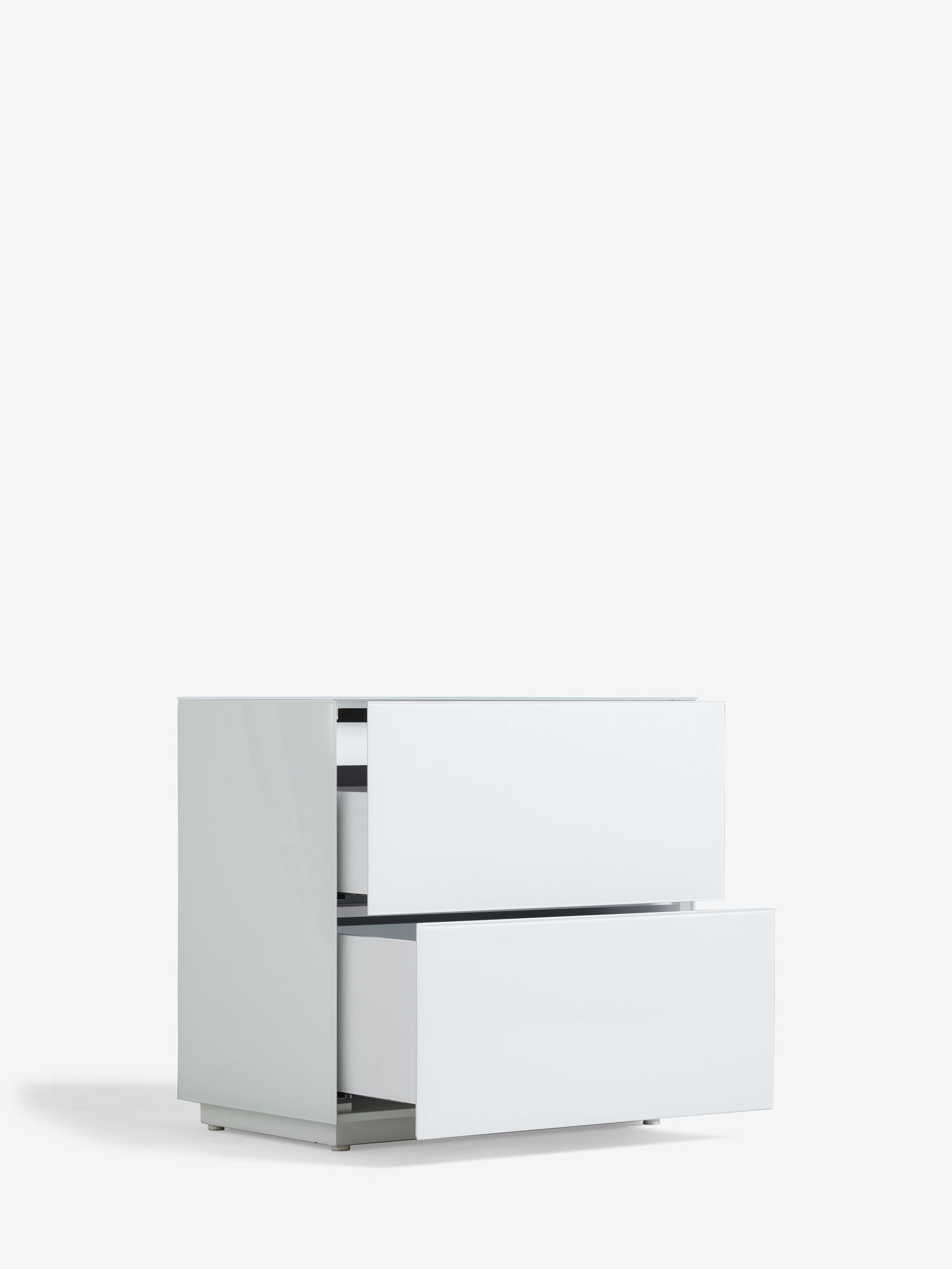 Buy White Sloane Glass Collection Luxe 2 Drawer Wide Bedside Table from ...
