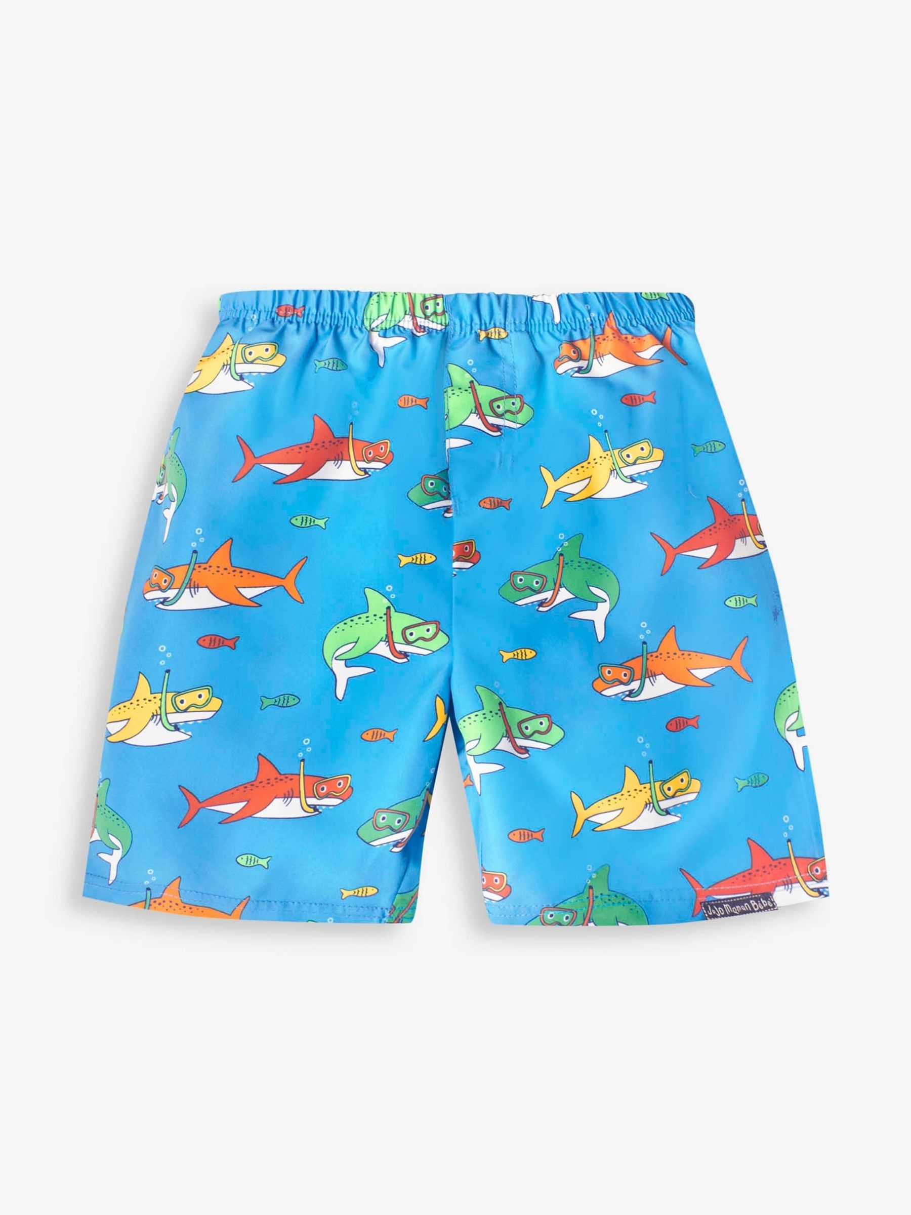 Buy JoJo Maman Bébé Blue Shark Swim Shorts with Integral Nappy from the ...