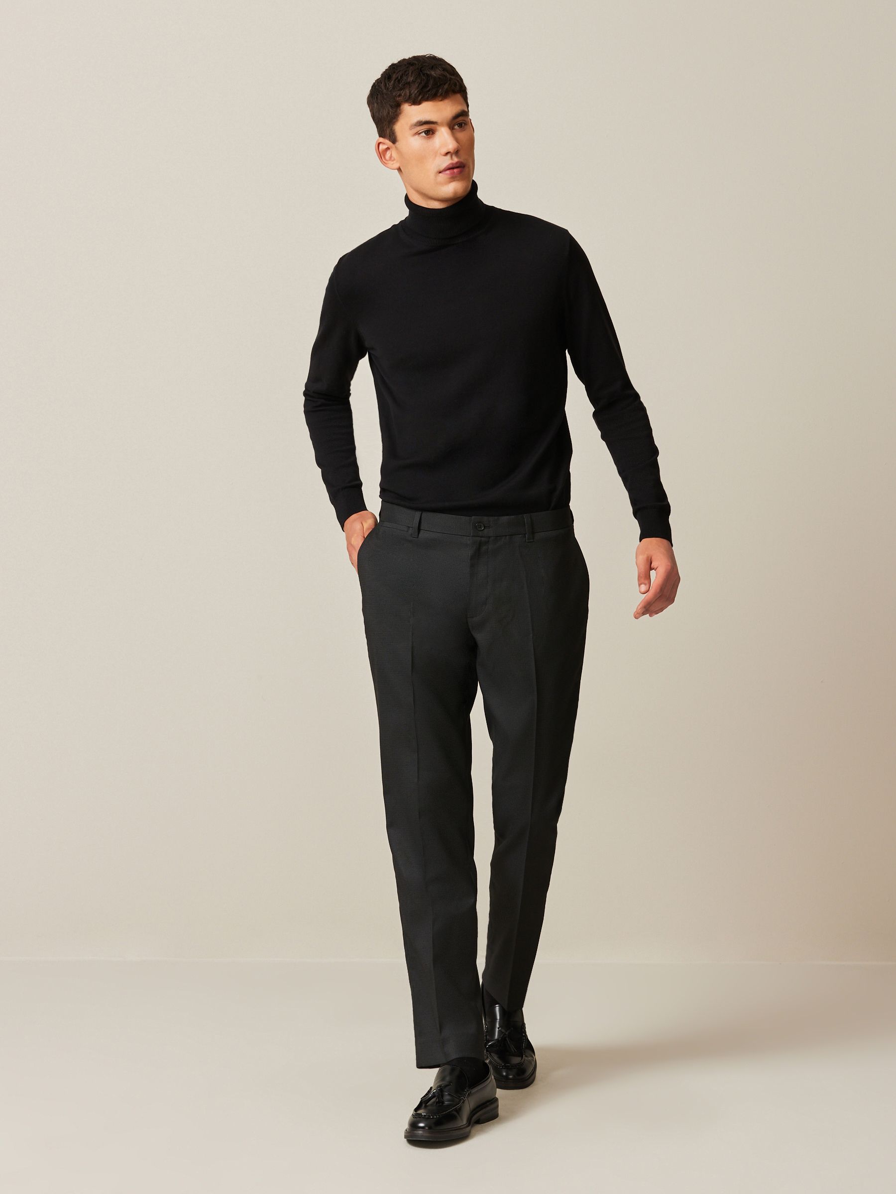 Buy Black Slim Fit Textured Smart Trousers from the Next UK online shop