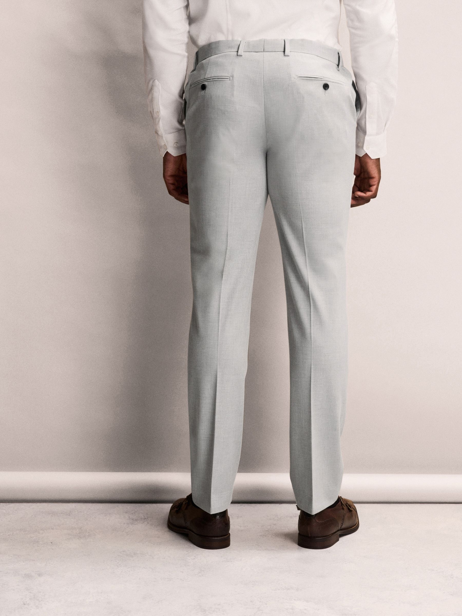 Buy Light Grey Muscle Fit Muscle FIt Motionflex Stretch Suit Trousers ...