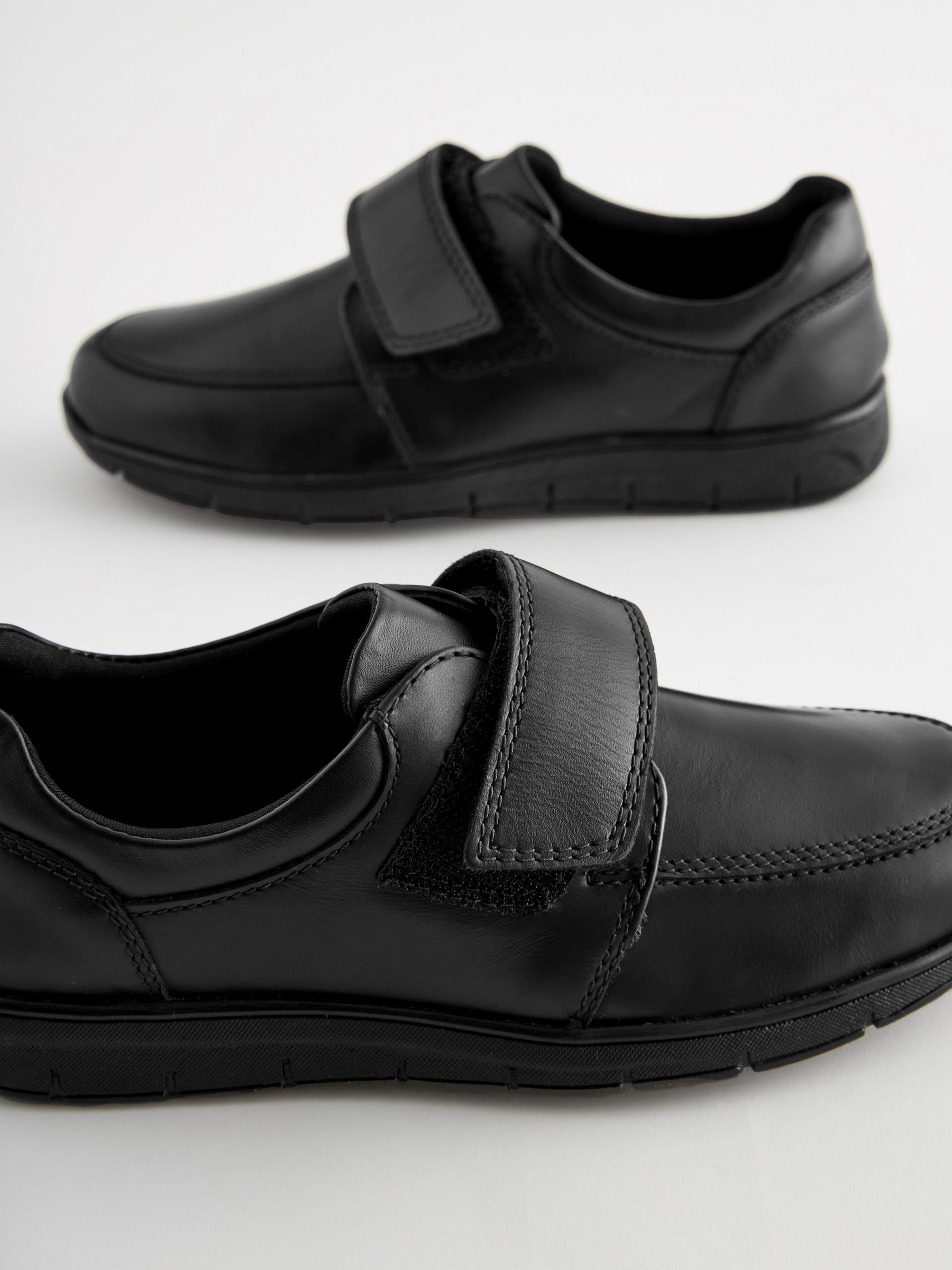 Buy Black Standard Fit (F) Leather Touch Fastening School Shoes from ...