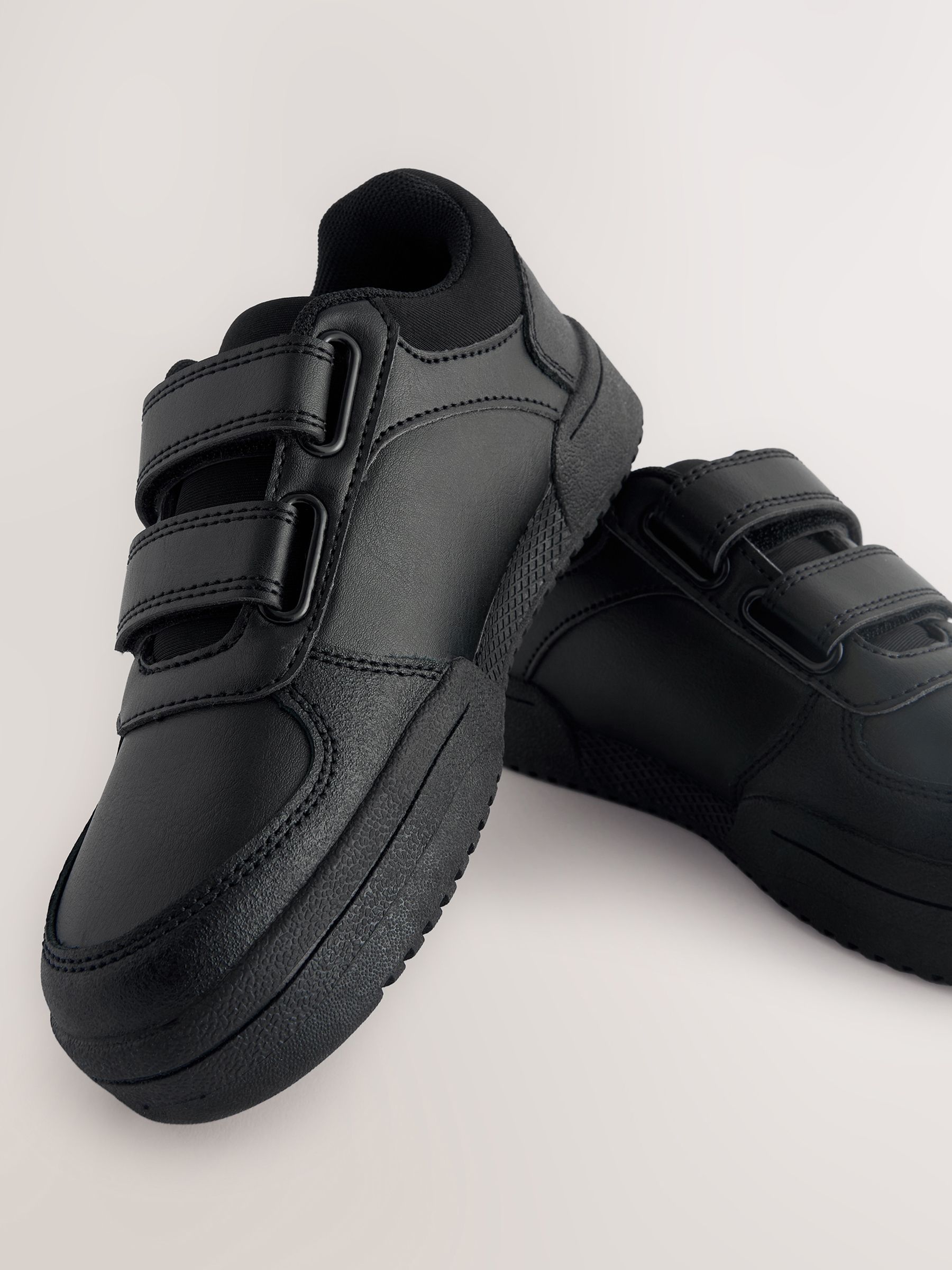 Buy Black Standard Fit (F) 2 Straps Touch Fastening School Shoes from ...