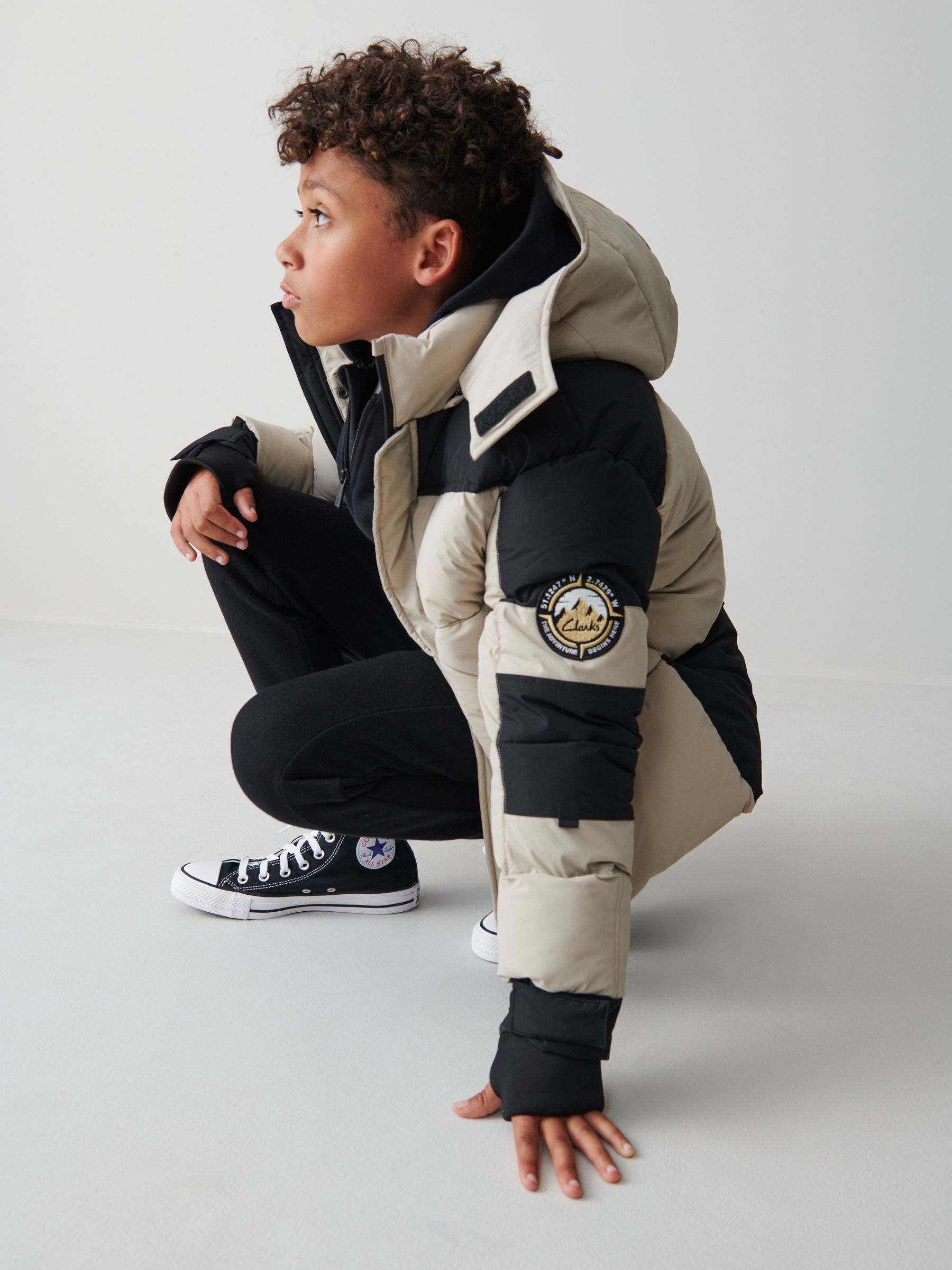 Buy Clarks Stone Boys Colourblock Puffer Coat from the Next UK online shop
