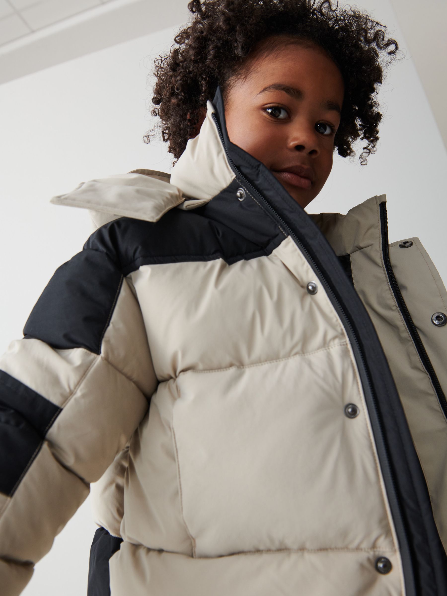 Buy Clarks Stone Boys Colourblock Puffer Coat from the Next UK online shop