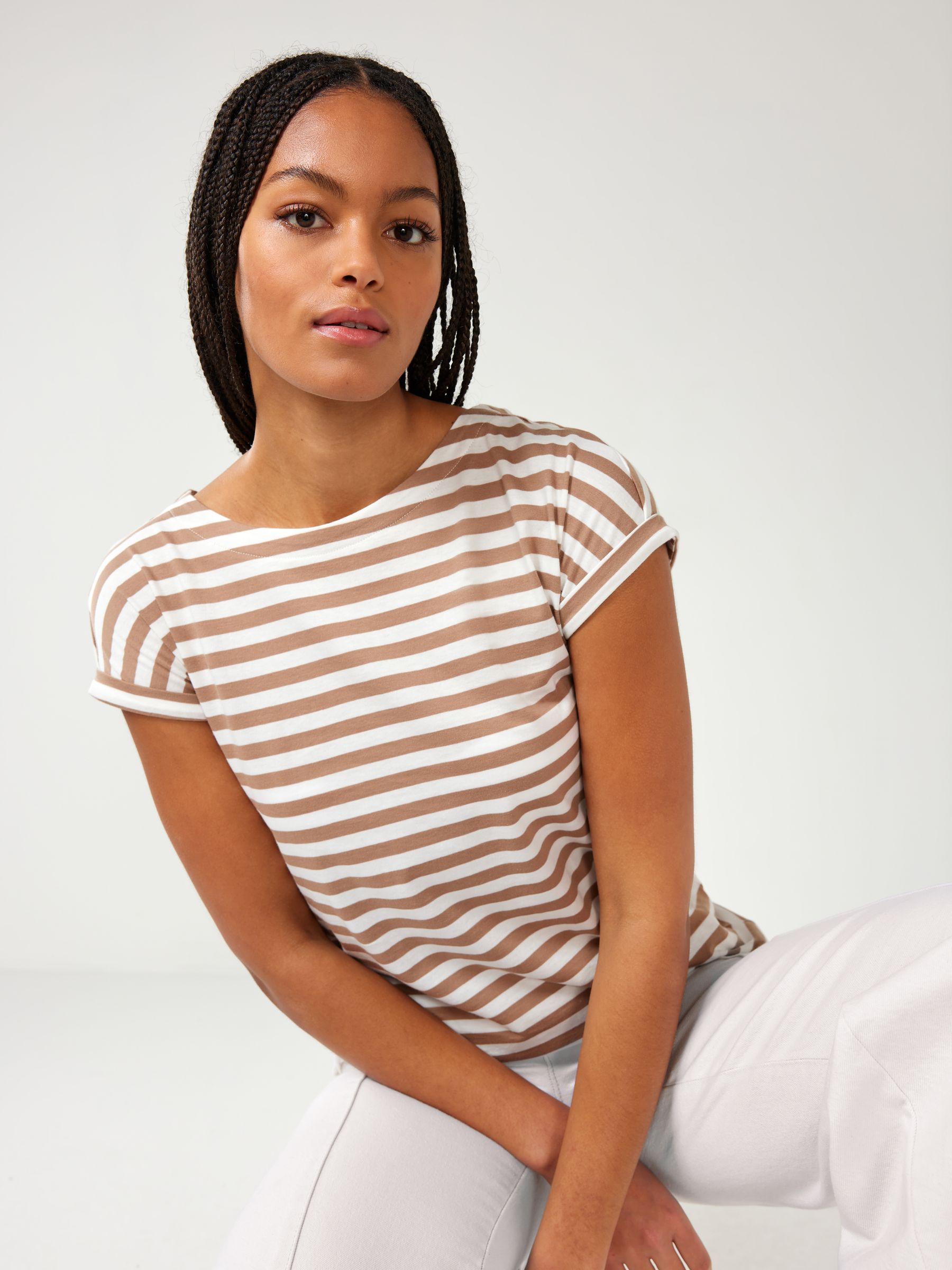 Buy Neutral Stripe Cap Sleeve T-Shirt Top from the Next UK online shop