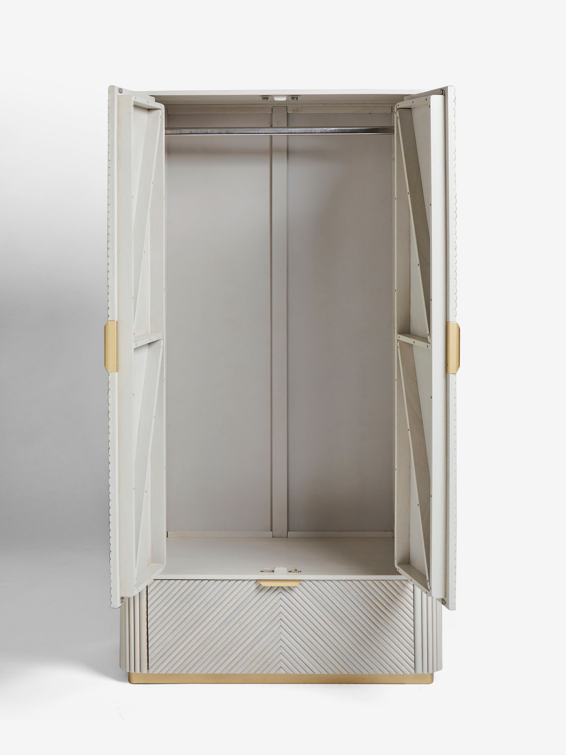 Buy Light Grey Valencia Marble Mango Wood Double, 1 Drawer Wardrobe ...