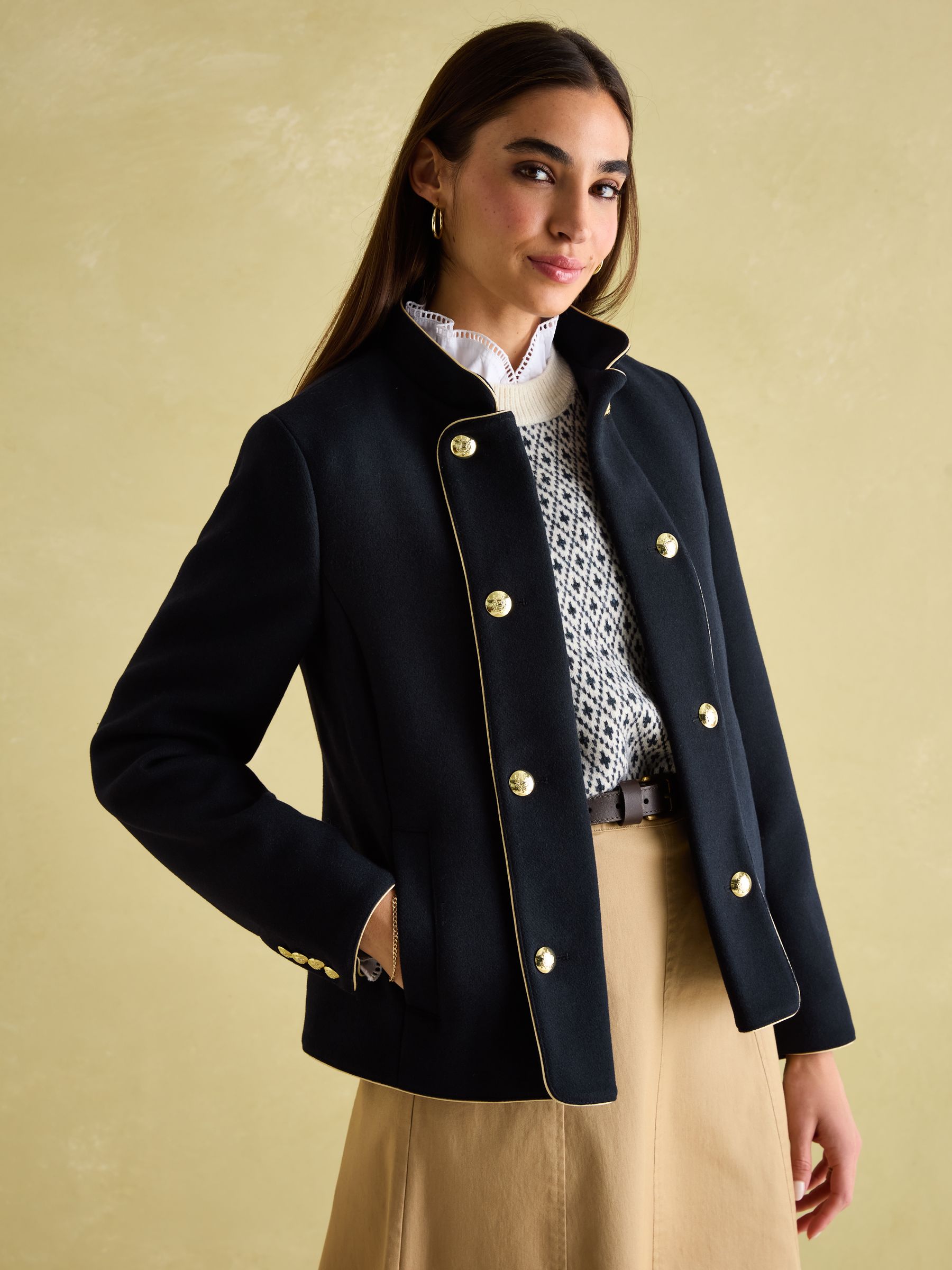 Buy Joules Hazelmere Navy Wool Blend Band Jacket from the Next UK ...