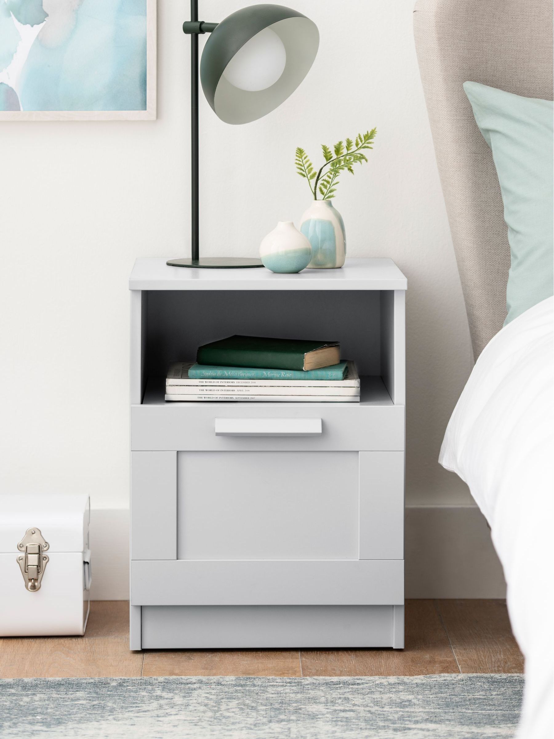 Buy Grey Flynn Paint Effect 1 Drawer Bedside Table from the Next UK ...