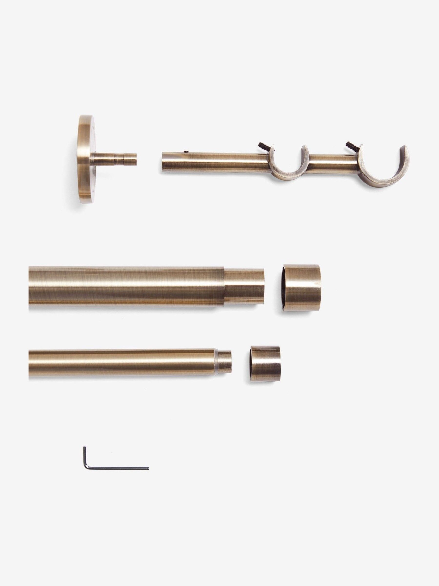 Buy Antique Brass Extendable Double Curtain & Voile Pole Kit from the ...