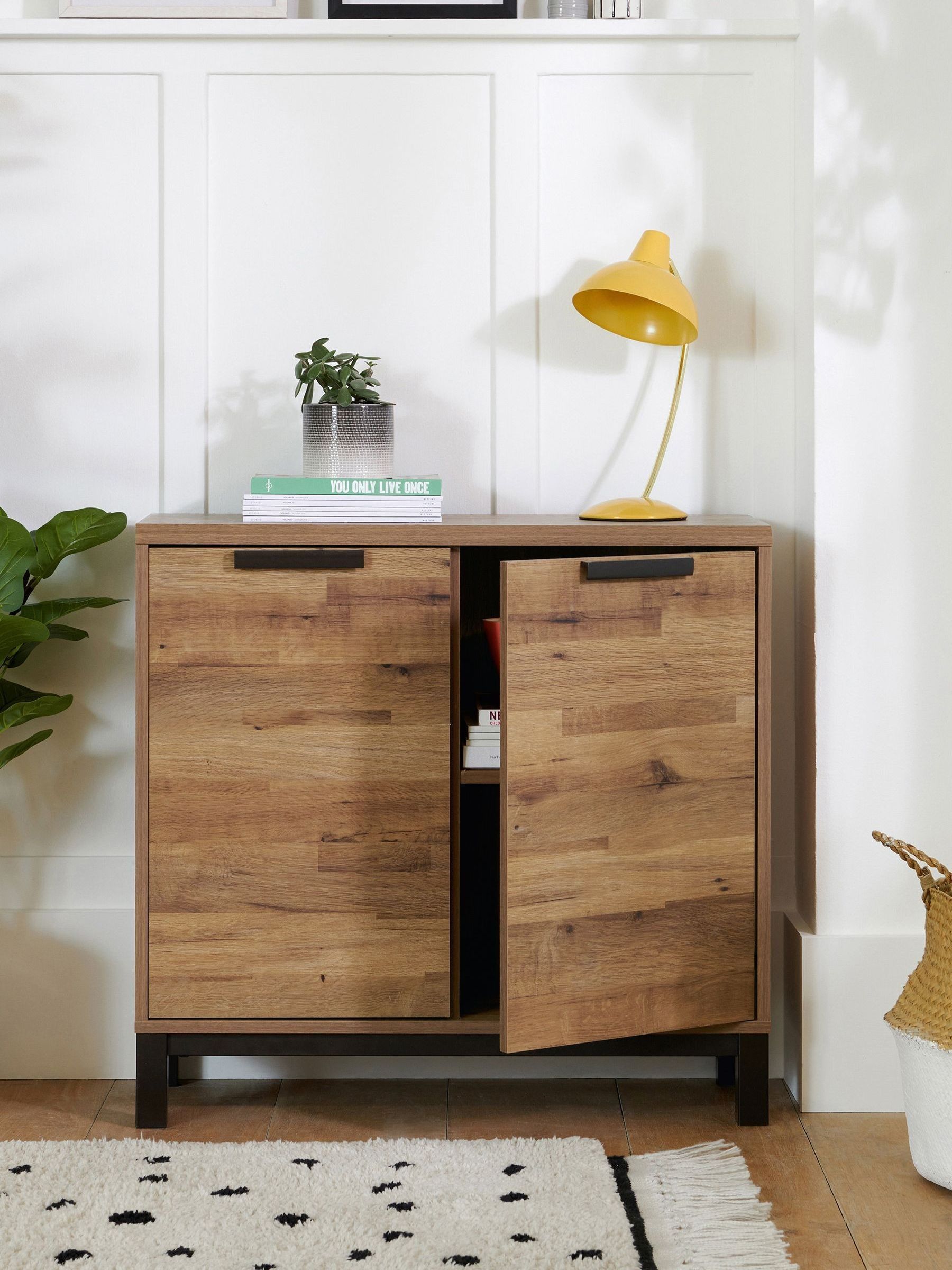 Buy Dark Bronx Oak Effect Slim Small Sideboard from the Next UK online shop