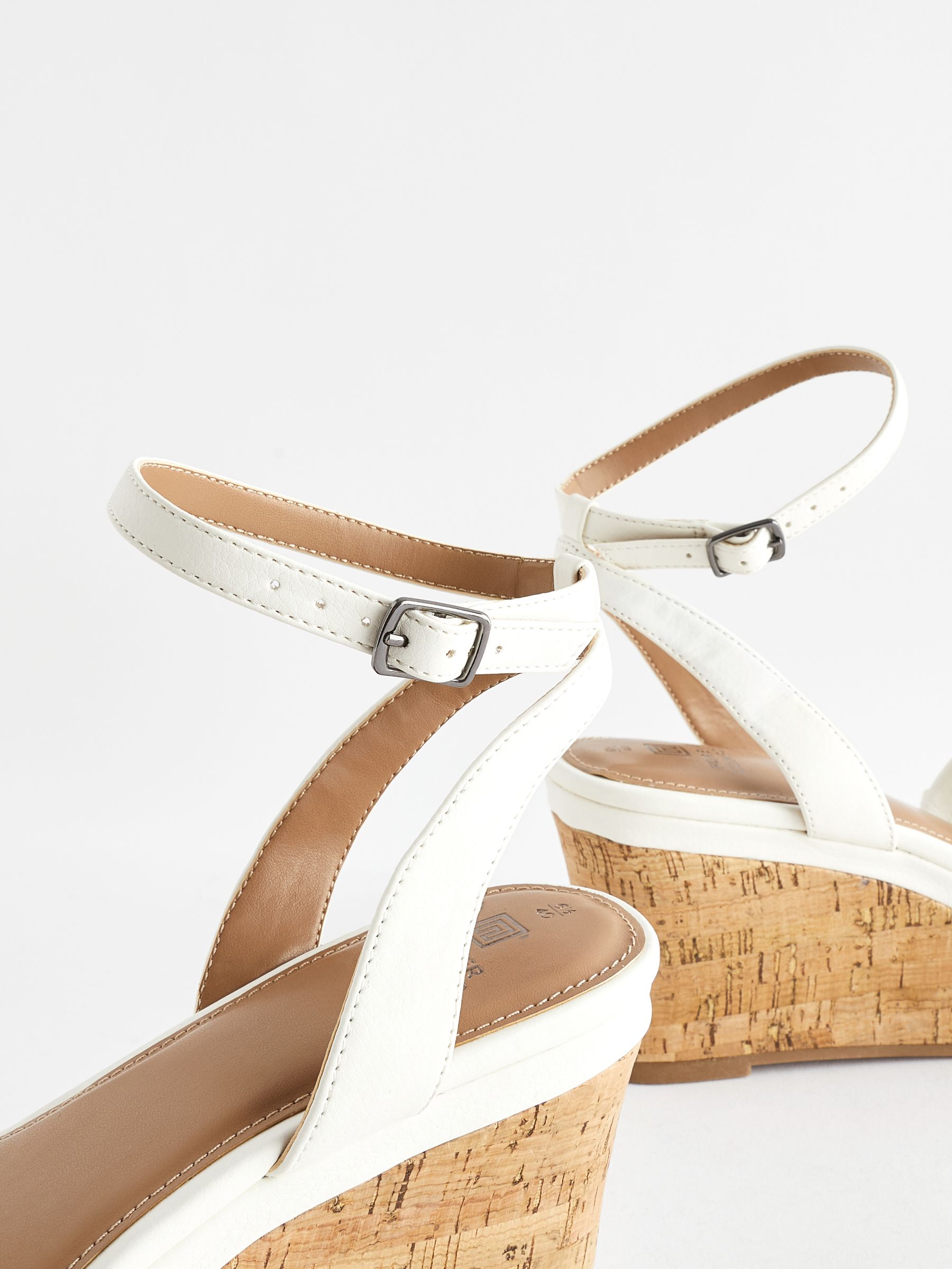 Buy White Standard/Wide Fit Forever Comfort® Double Strap Wedges from ...
