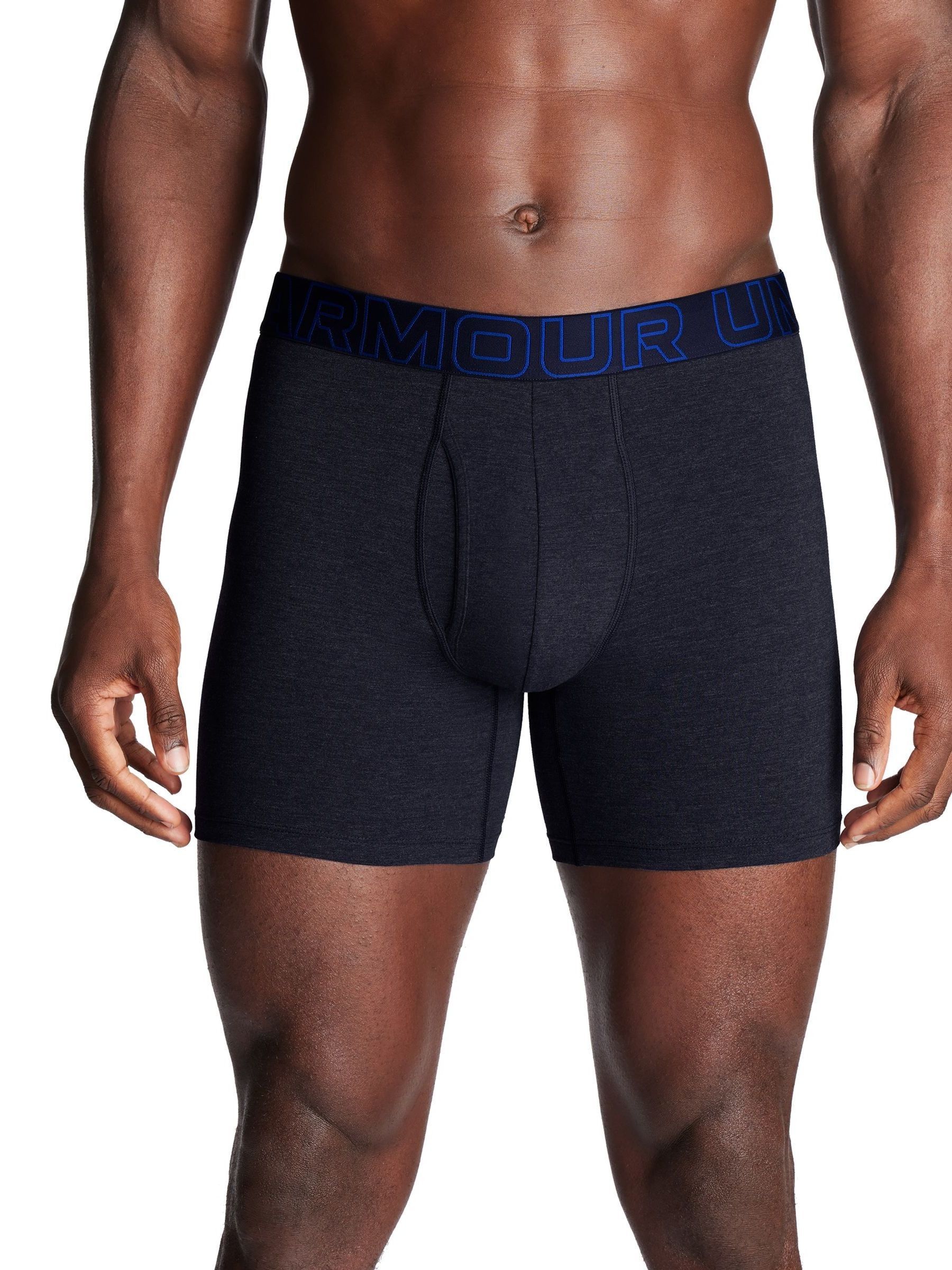 Buy Under Armour Blue/Grey 100% Cotton Performance Tech 6in Boxers 3 ...