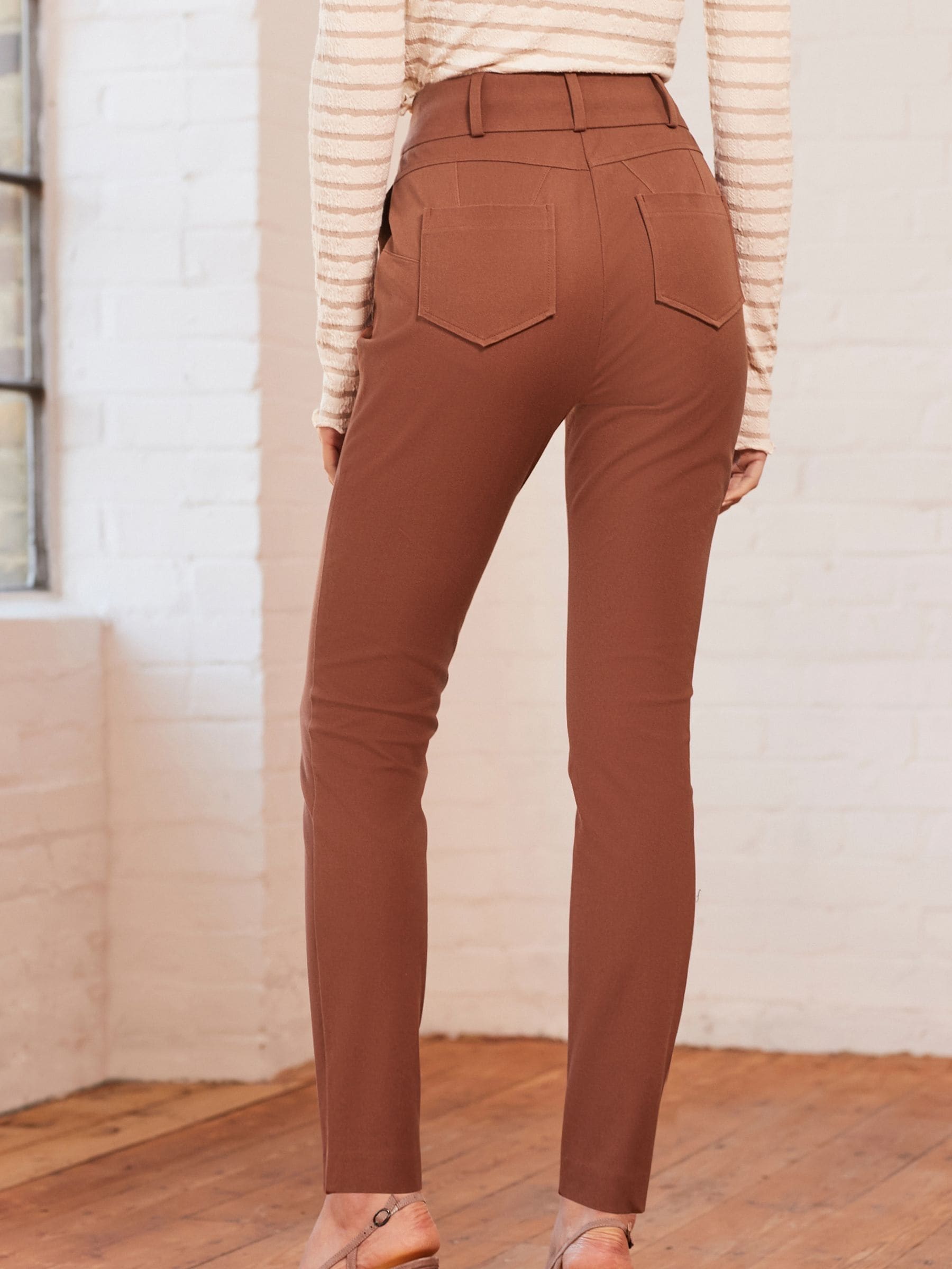 Ladies brown skinny trousers store