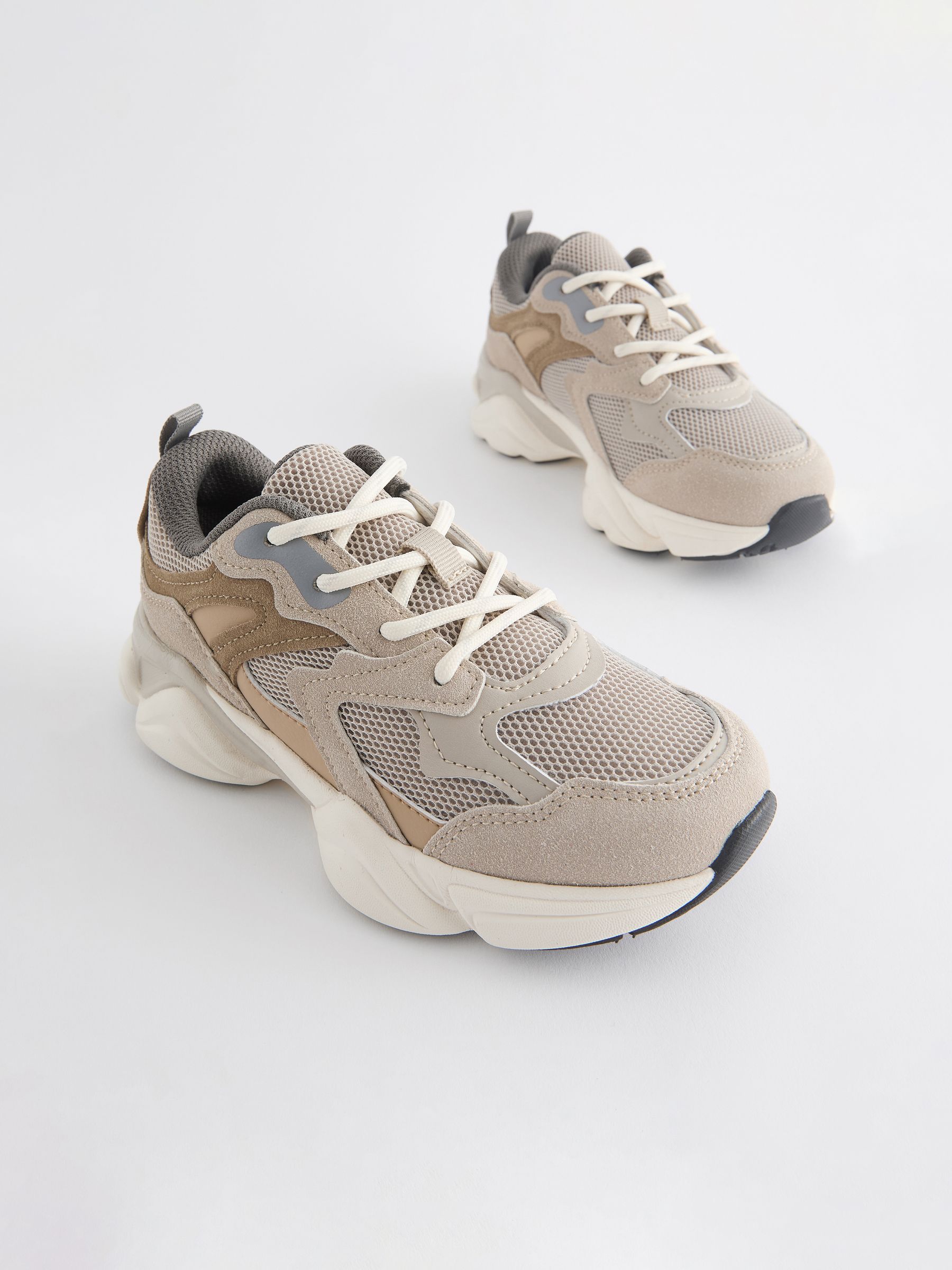 Buy Neutral Standard Fit (F) Mesh Lace Trainers from the Next UK online ...