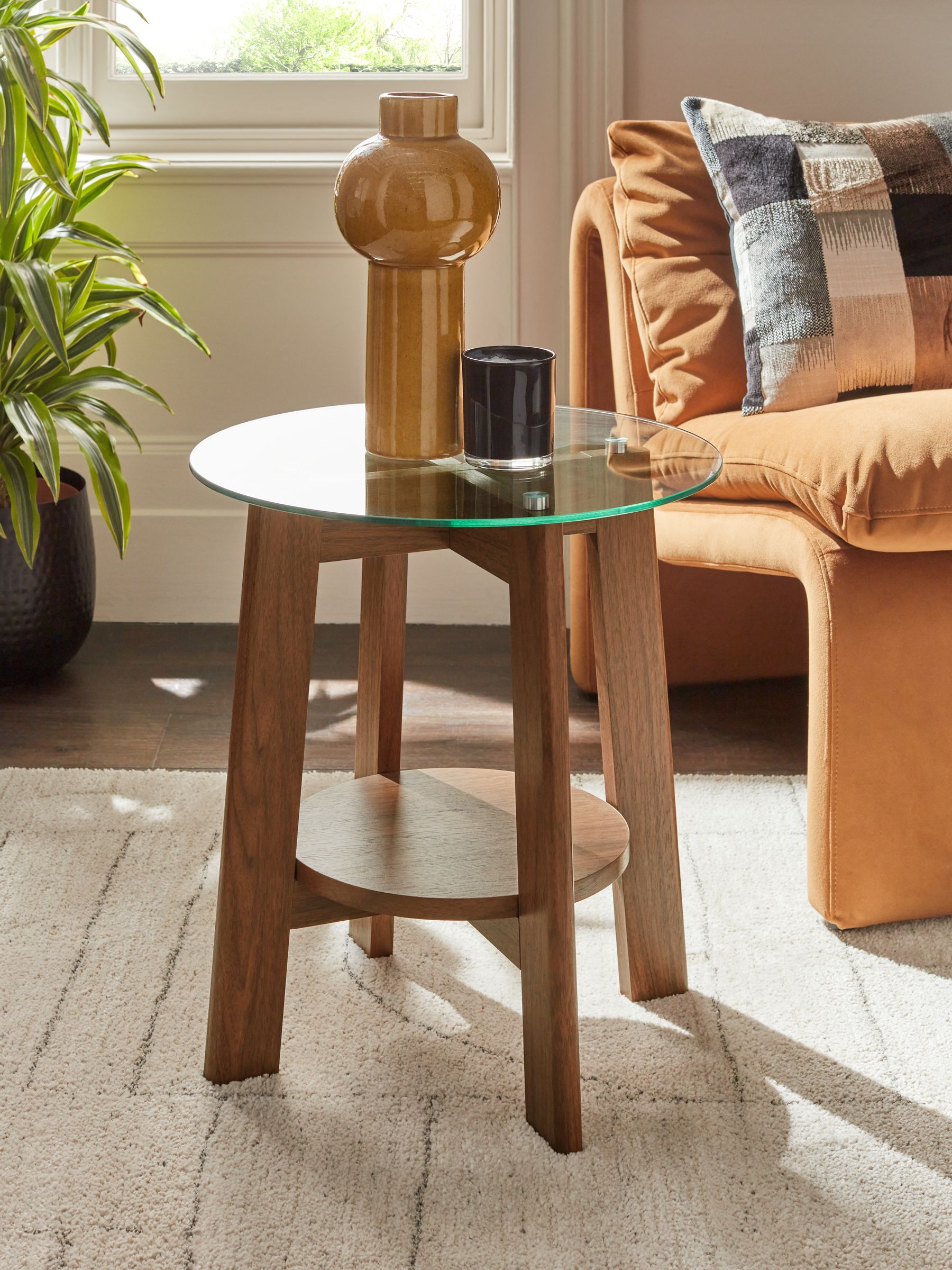 Buy Dark Marlow Glass and Oak Effect Side Table from the Next UK online ...