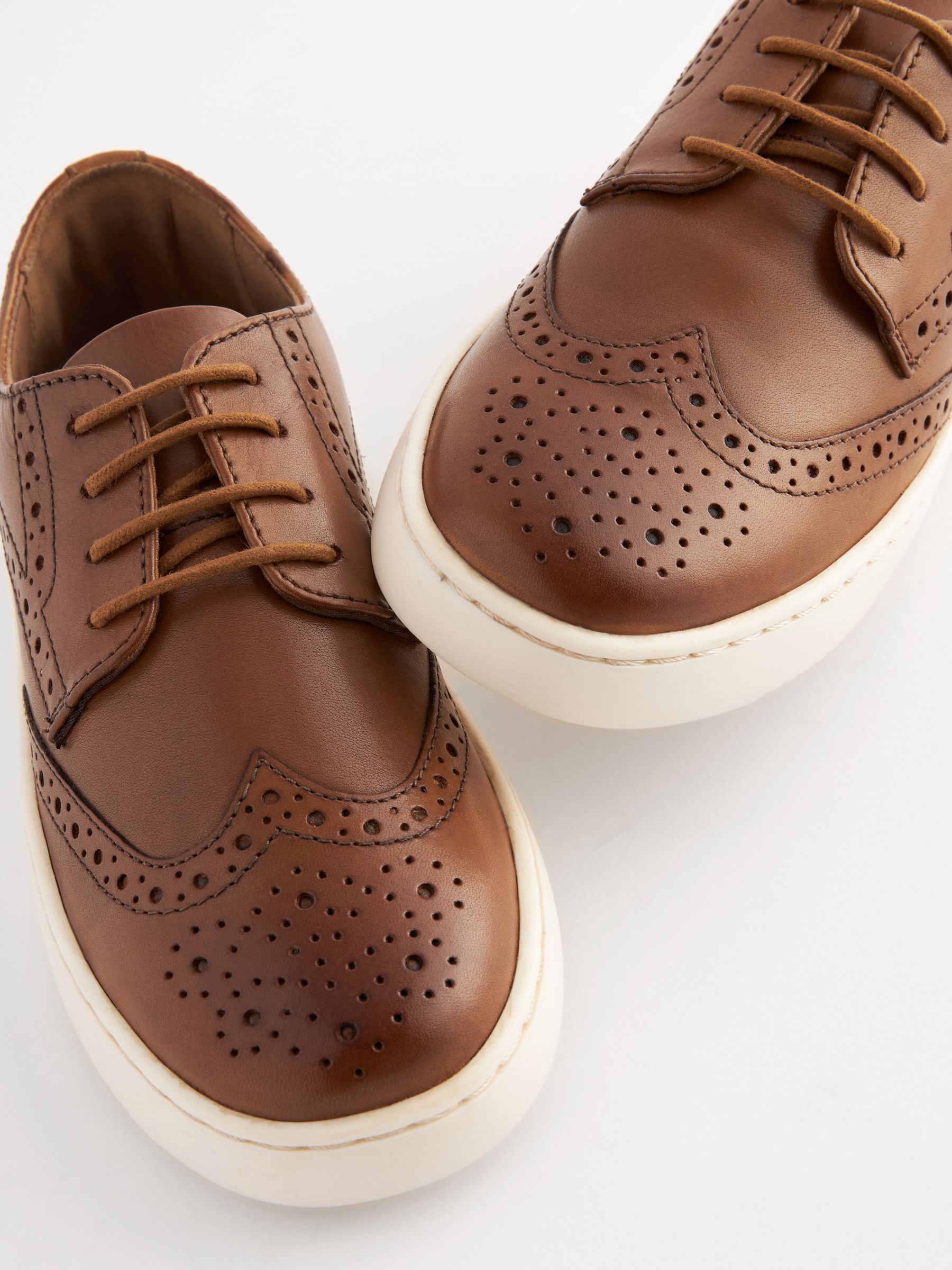 Buy Tan Brown Standard Fit (F) Leather Lace Up Brogue Shoes from the ...